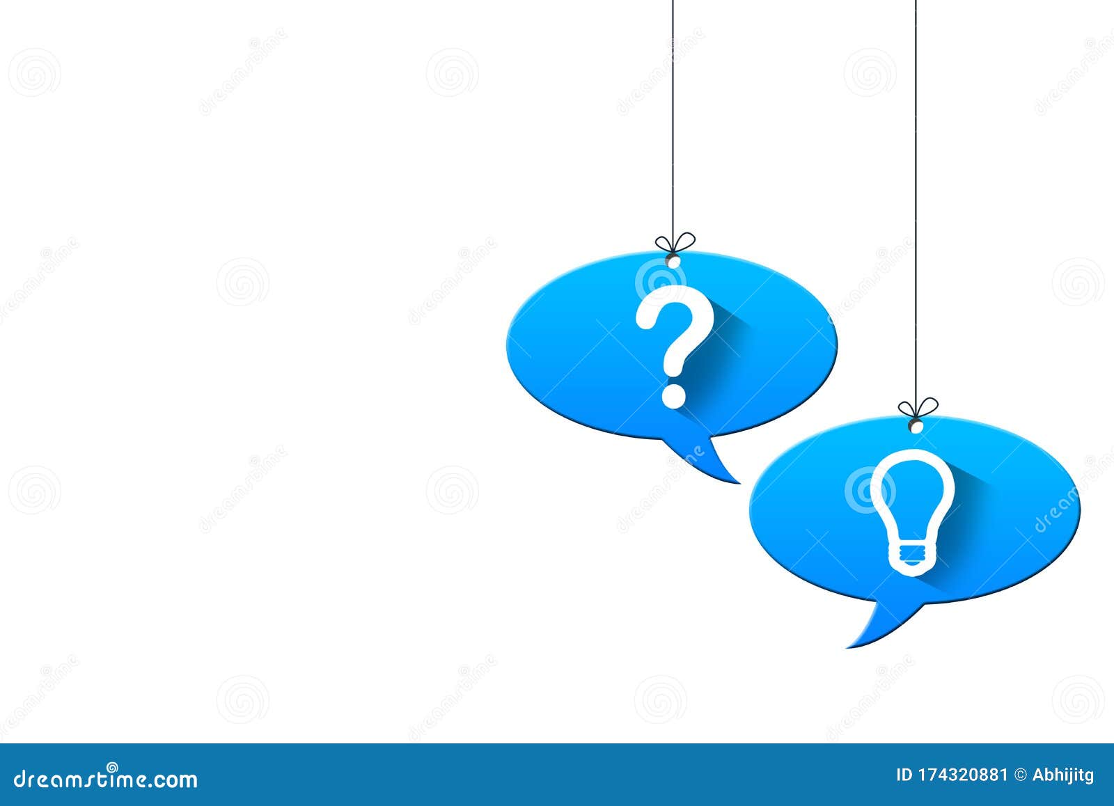 Hanging Question And Answer Concept On Blue Background, Digital ...