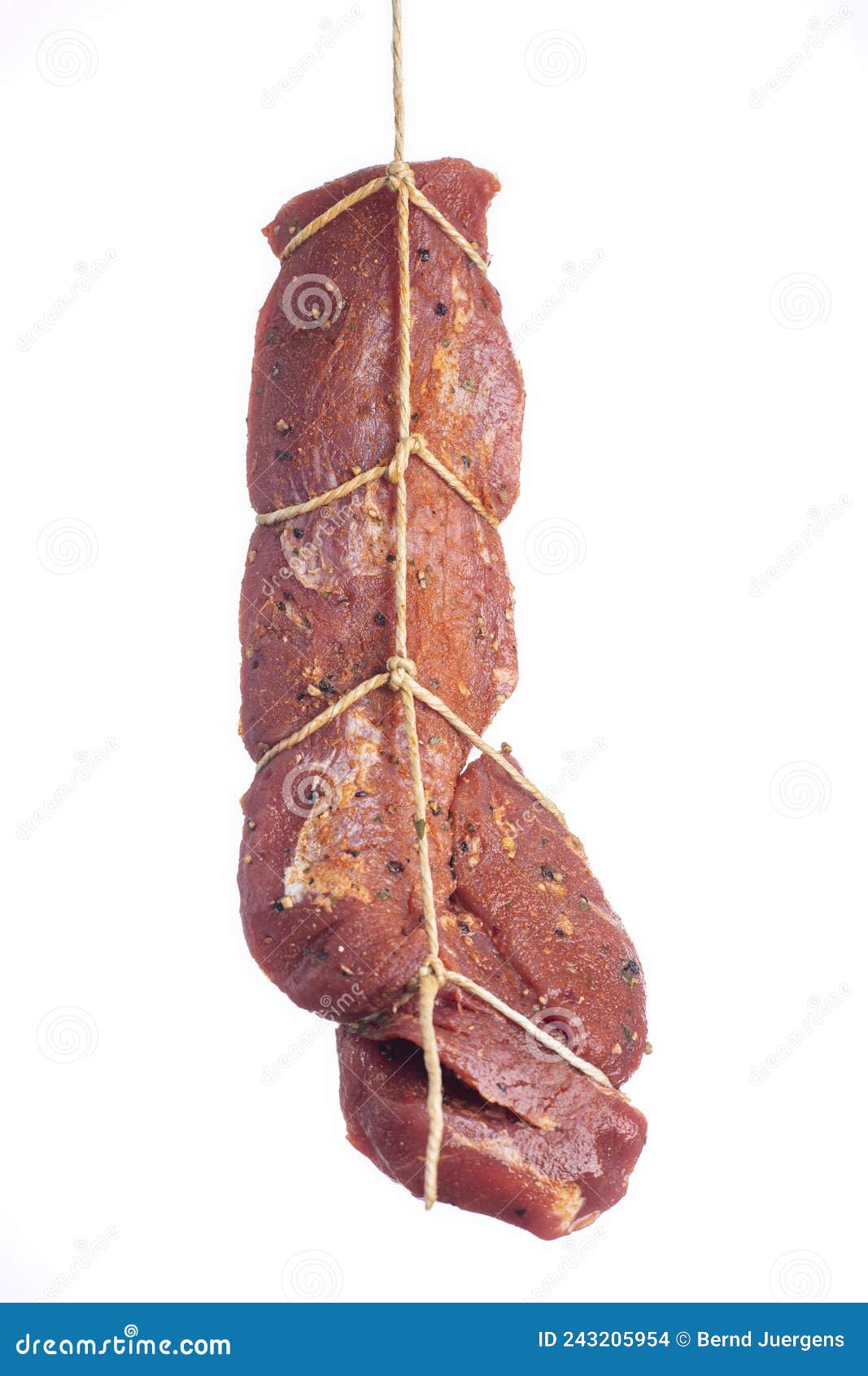 Hanging raw pork fillet stock photo. Image of beef, barbecuing - 243205954