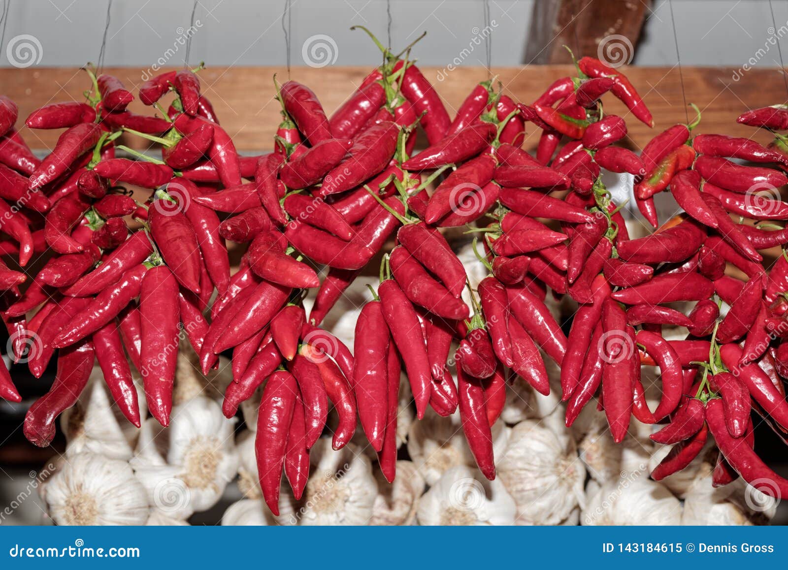 Hanging Red Chili Peppers Bunches Stock Image - Image of organic ...