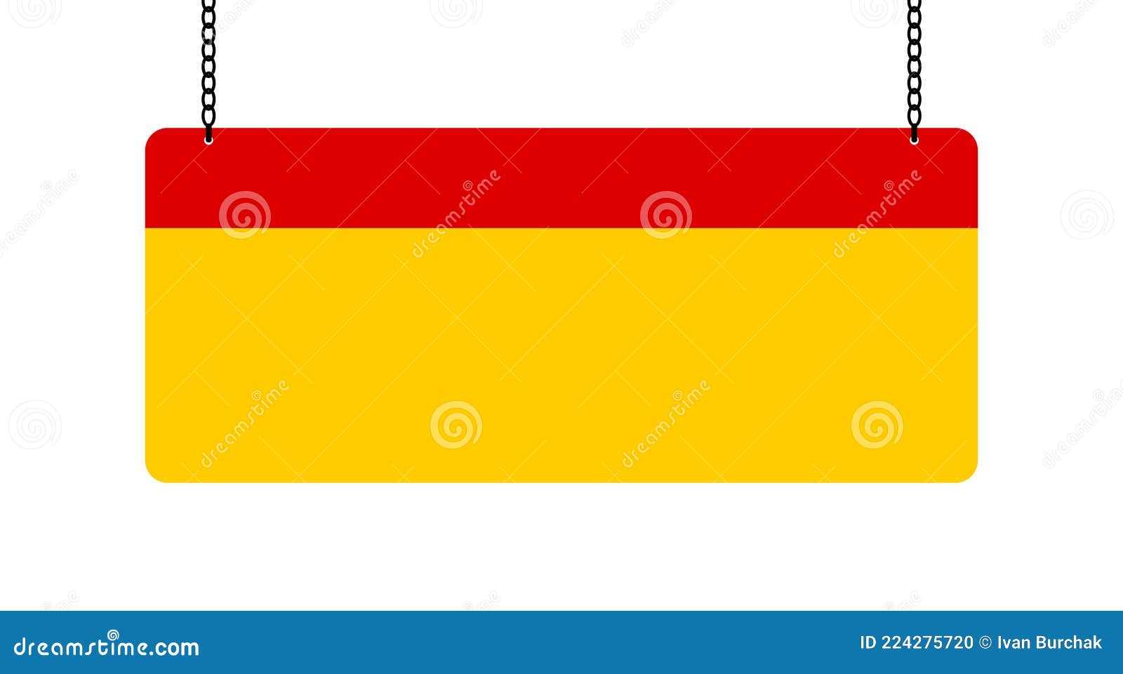 Hanging Red and Yellow Sign. Empty Text Box. Isolated Vector ...
