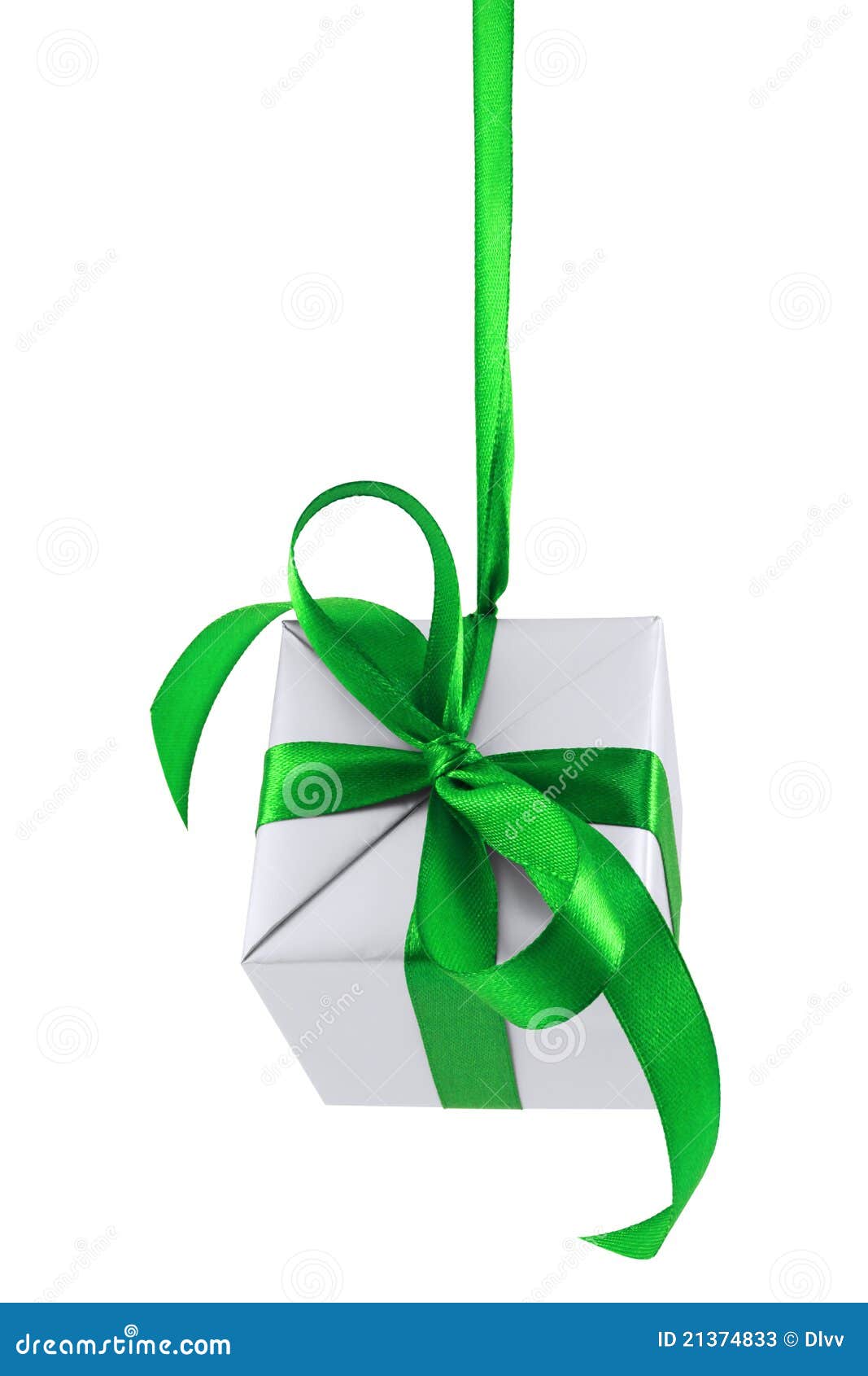 Hanging on a Ribbon Silver Gift Wrapped Present Stock Image - Image of ...
