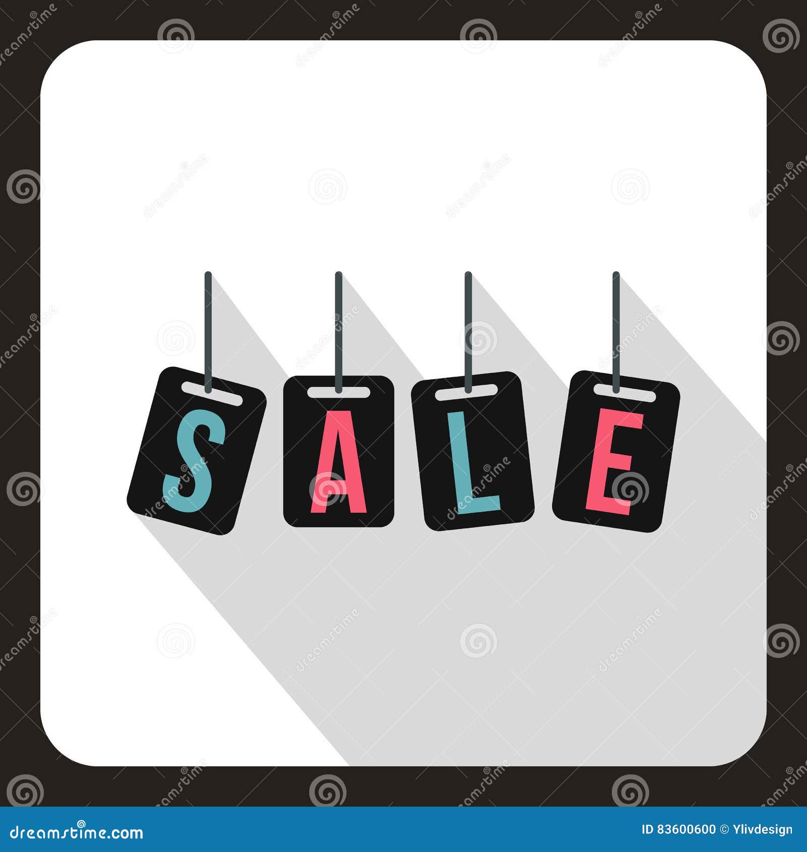 Hanging Sales Tags Icon, Flat Style Stock Vector - Illustration of ...