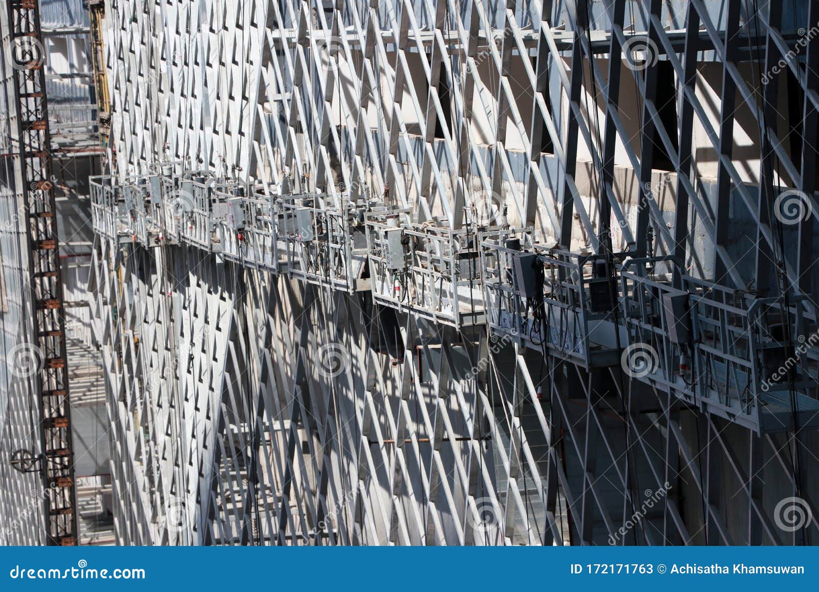 Hanging Scaffold or Construction Platform Outside of a Building, Being ...