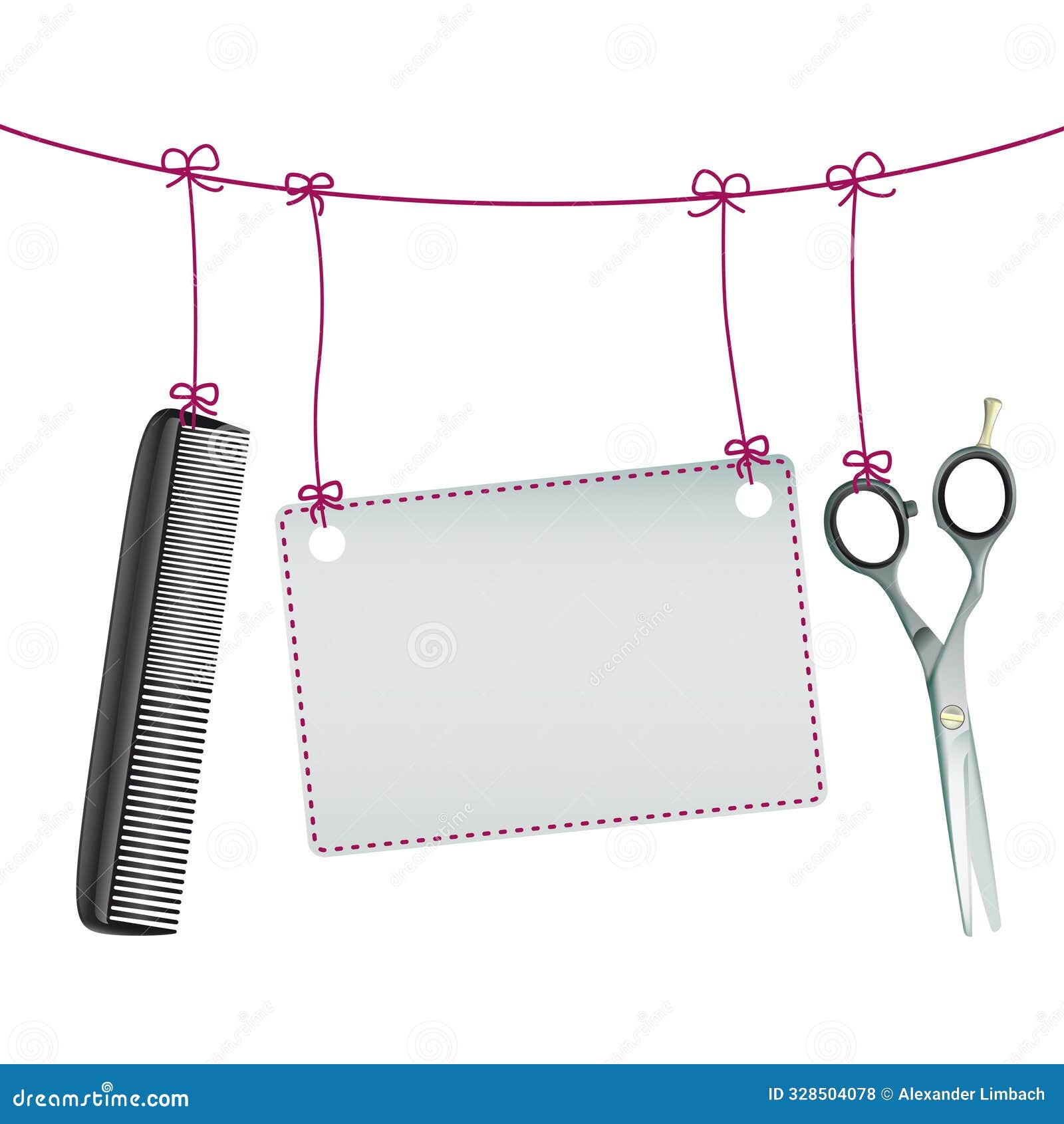 Hanging Scissors Comb Rectangle Banner Vector Illustration ...