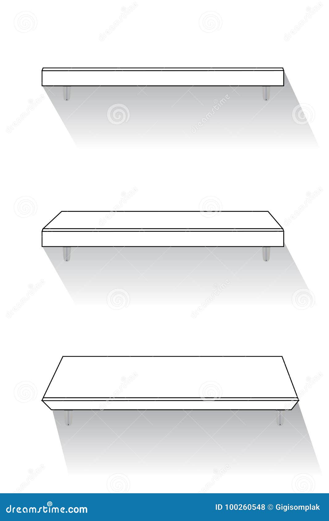 Hanging Shelf at Three Point of View, at White Background Stock Vector ...