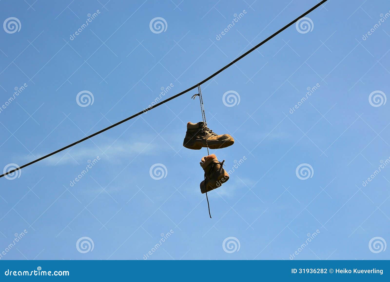 Hanging shoes stock photo. Image of cloudless, hang, shoe - 31936282