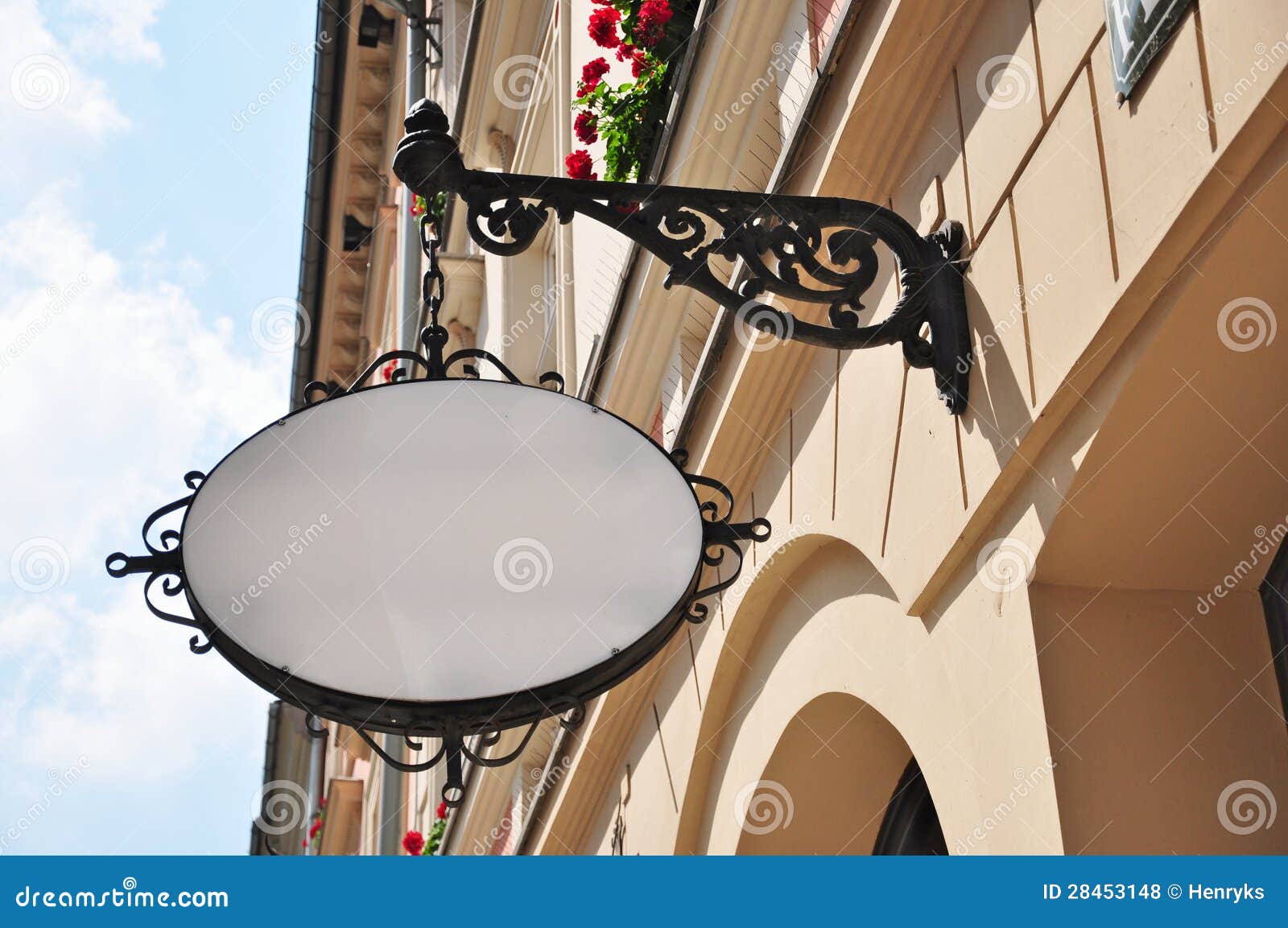 Hanging sign stock photo. Image of street, house, round - 28453148