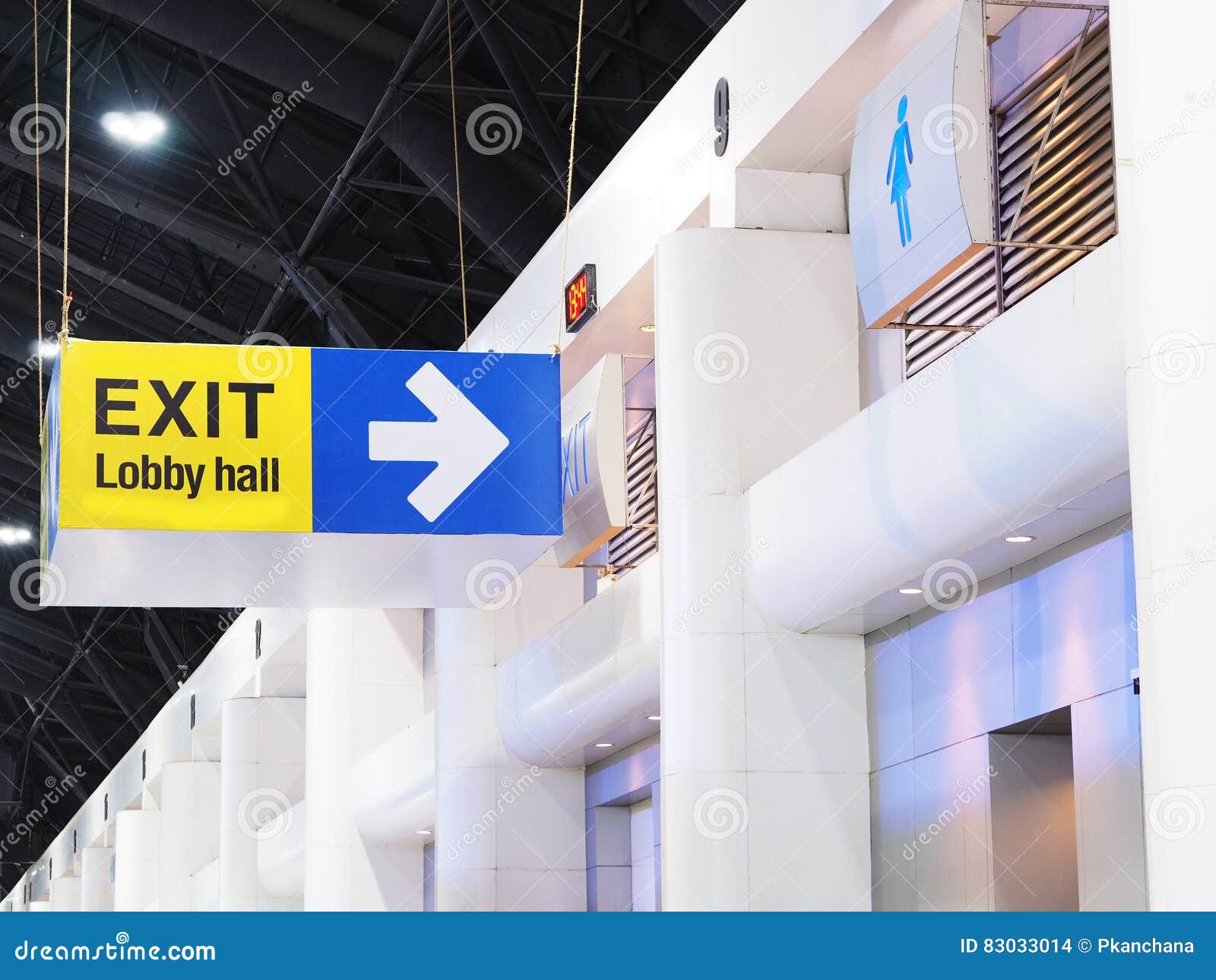 Hanging Sign Box of Exit Wording from Exhibition Place To Lobby Stock ...
