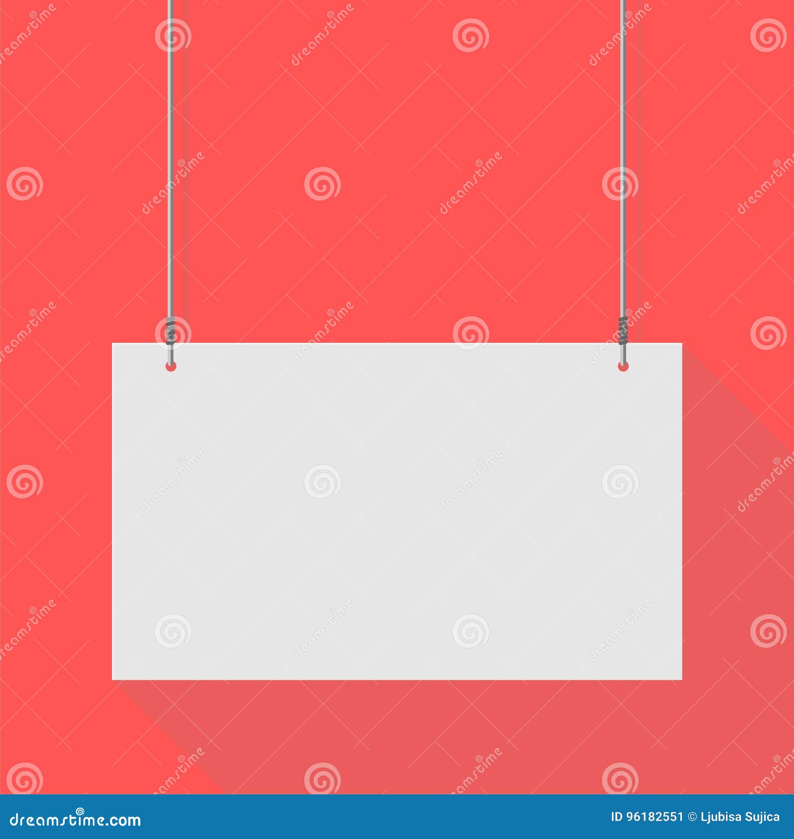 Hanging Sign. Realistic Blank Paper Signboards With Rope, Information ...