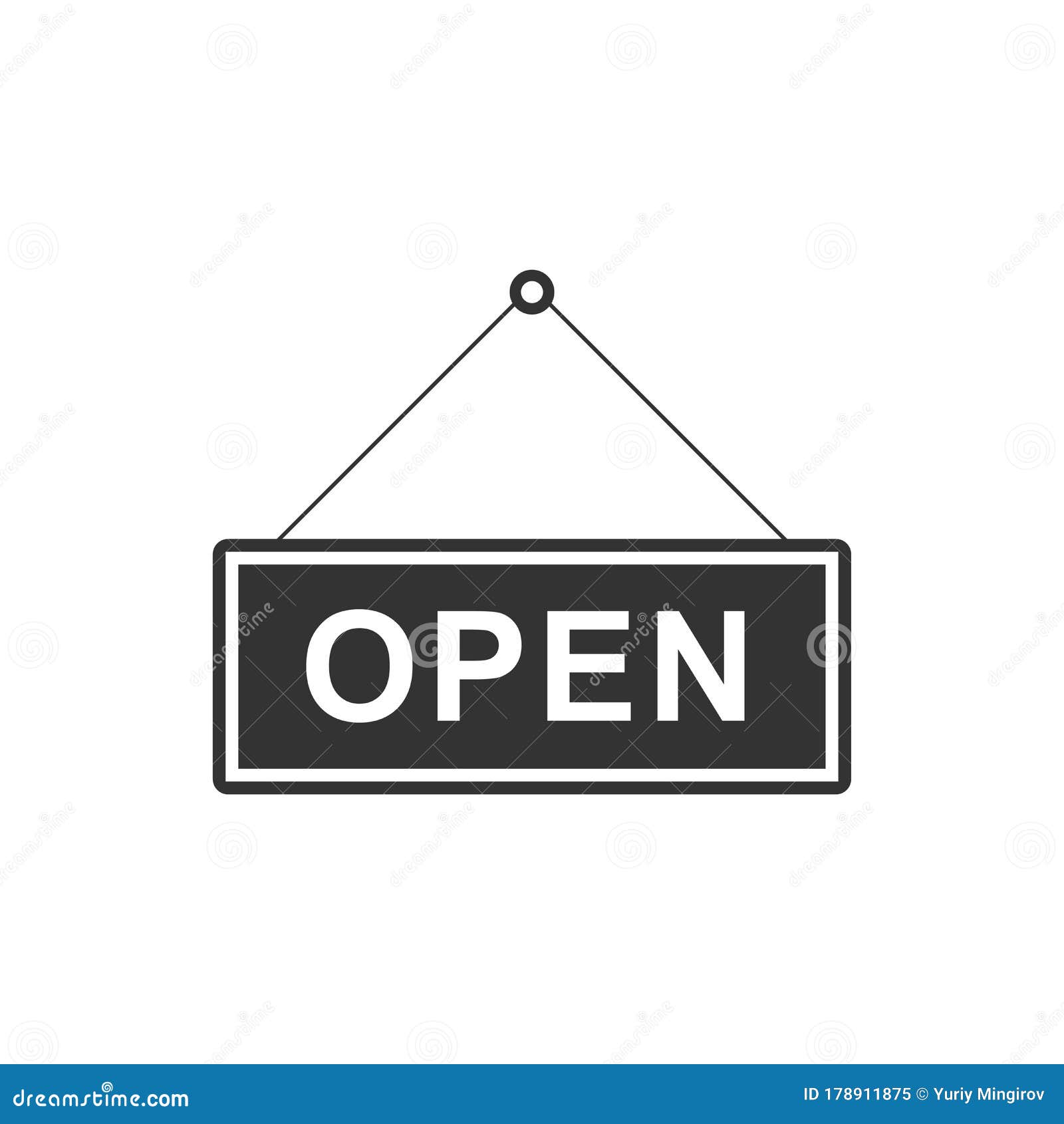 Hanging Sign with Text Open Door Icon Isolated. Flat Design Stock ...