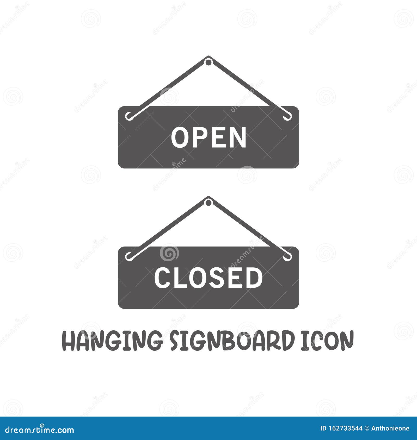 Hanging Signboard Open Closed Icon Simple Flat Style Vector ...