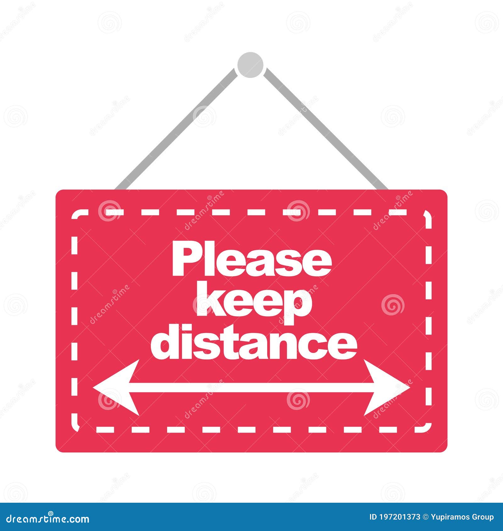 Hanging Signboard Please Keep Distance Text Flat Icon Stock Vector ...