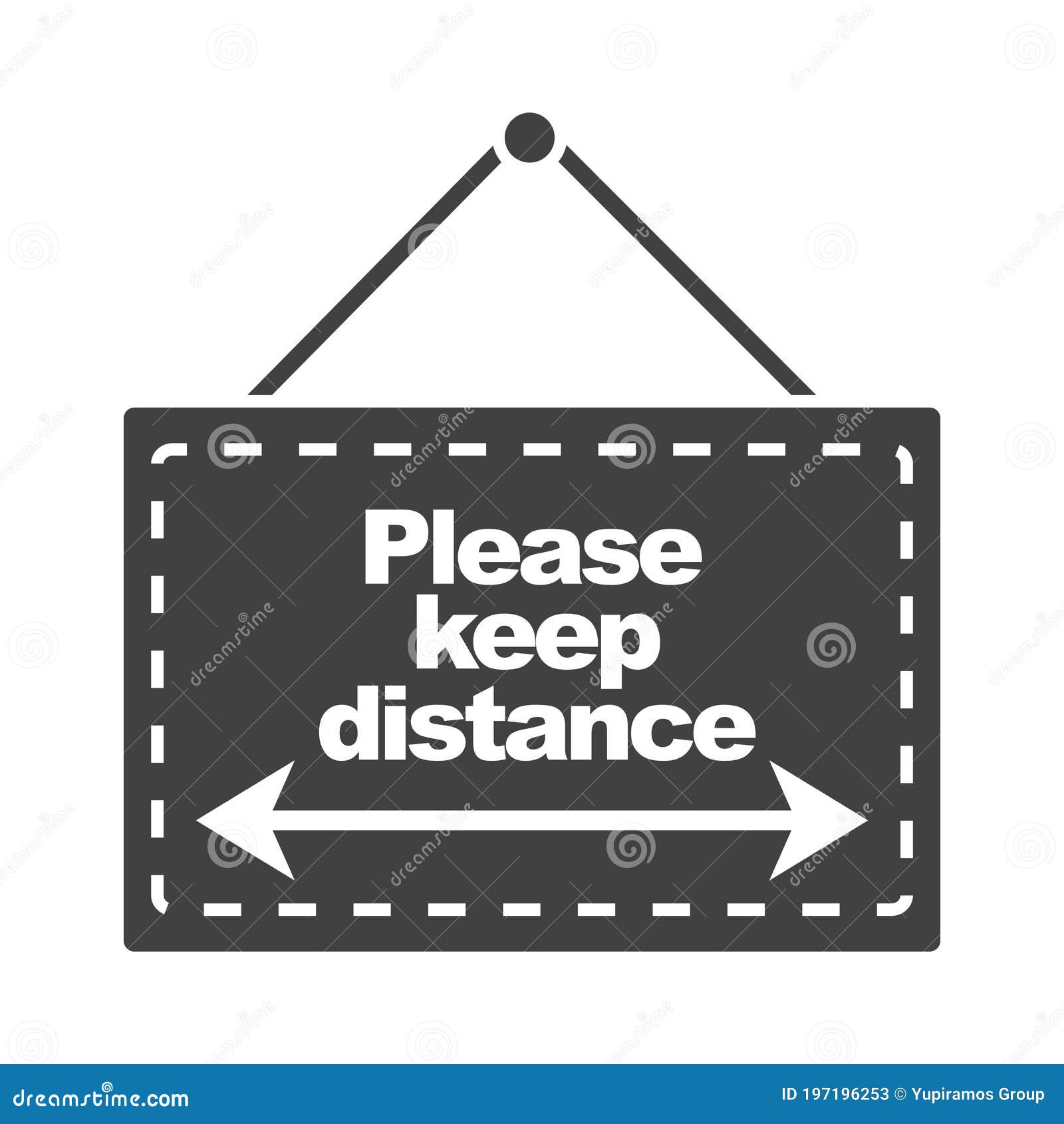 Hanging Signboard Please Keep Distance Text Silhouette Icon Stock ...