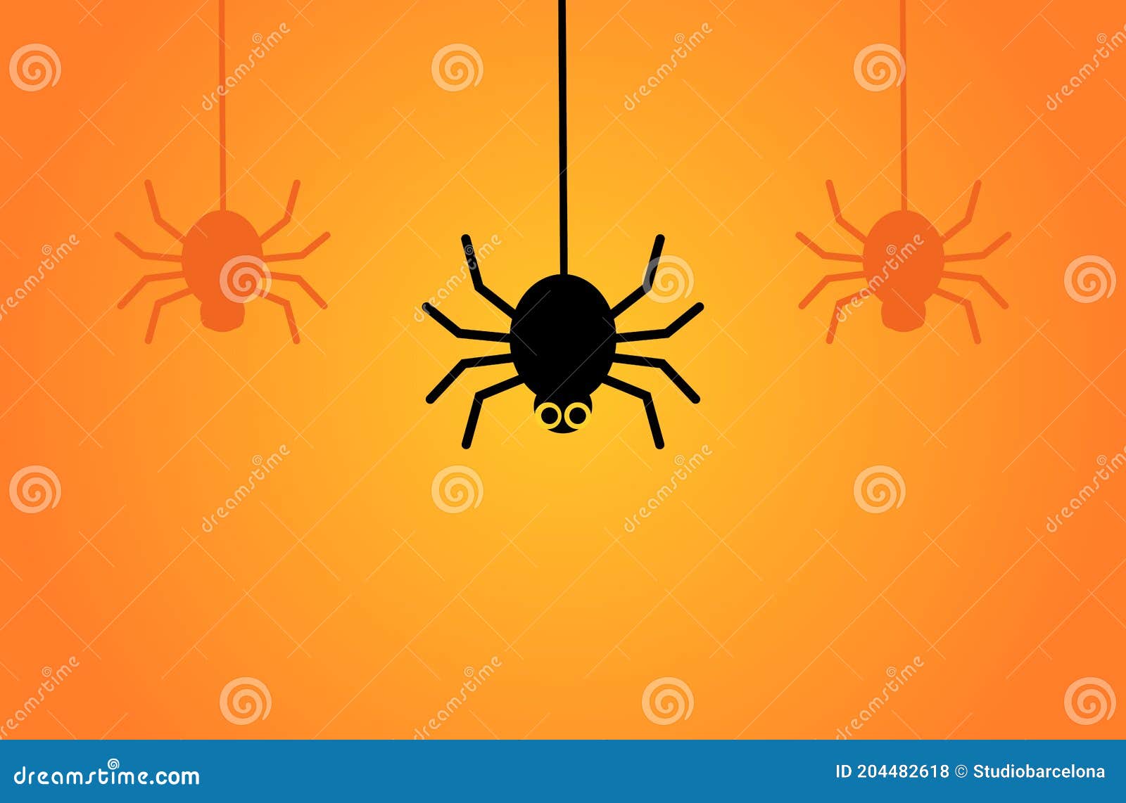 Hanging Spiders For Halloween Decoration, Seamless Pattern. Scary ...