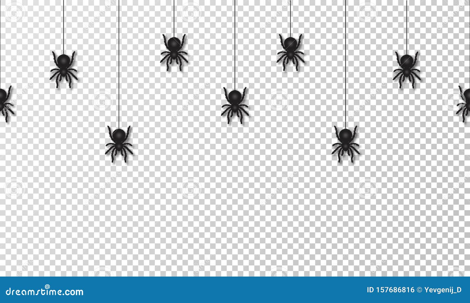 Hanging Spiders For Halloween Decoration, Seamless Pattern. Scary ...