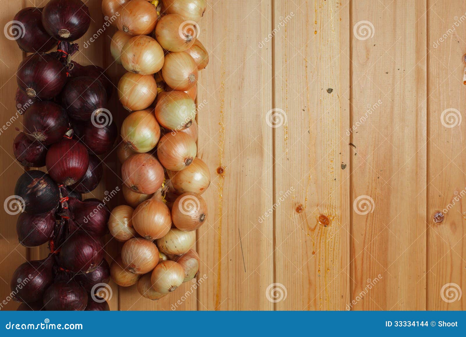 Hanging Strings of Red and White Onions Stock Photo - Image of culture ...