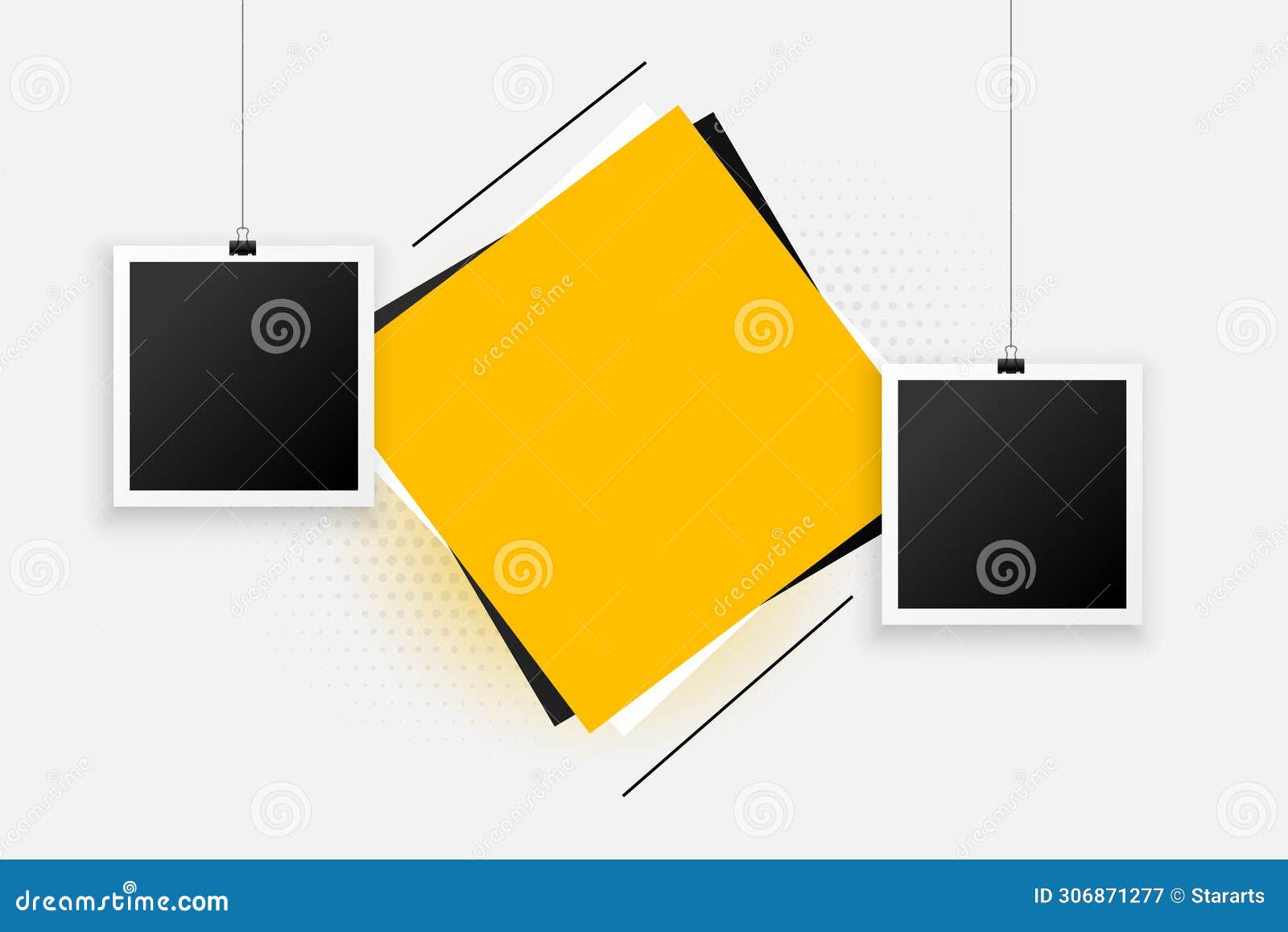 Hanging Style Blank Instant Photograph Frame Template Design Stock ...