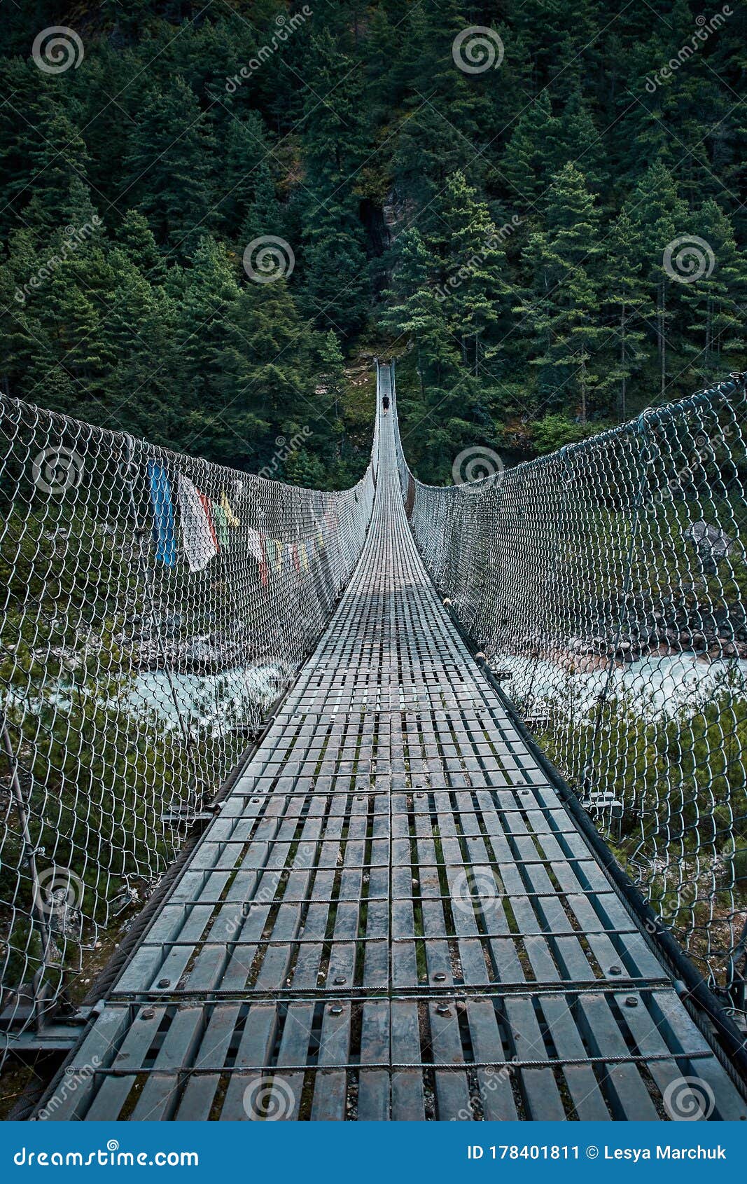 Hanging Suspension Bridge in Nepal. Stock Image - Image of adventure ...