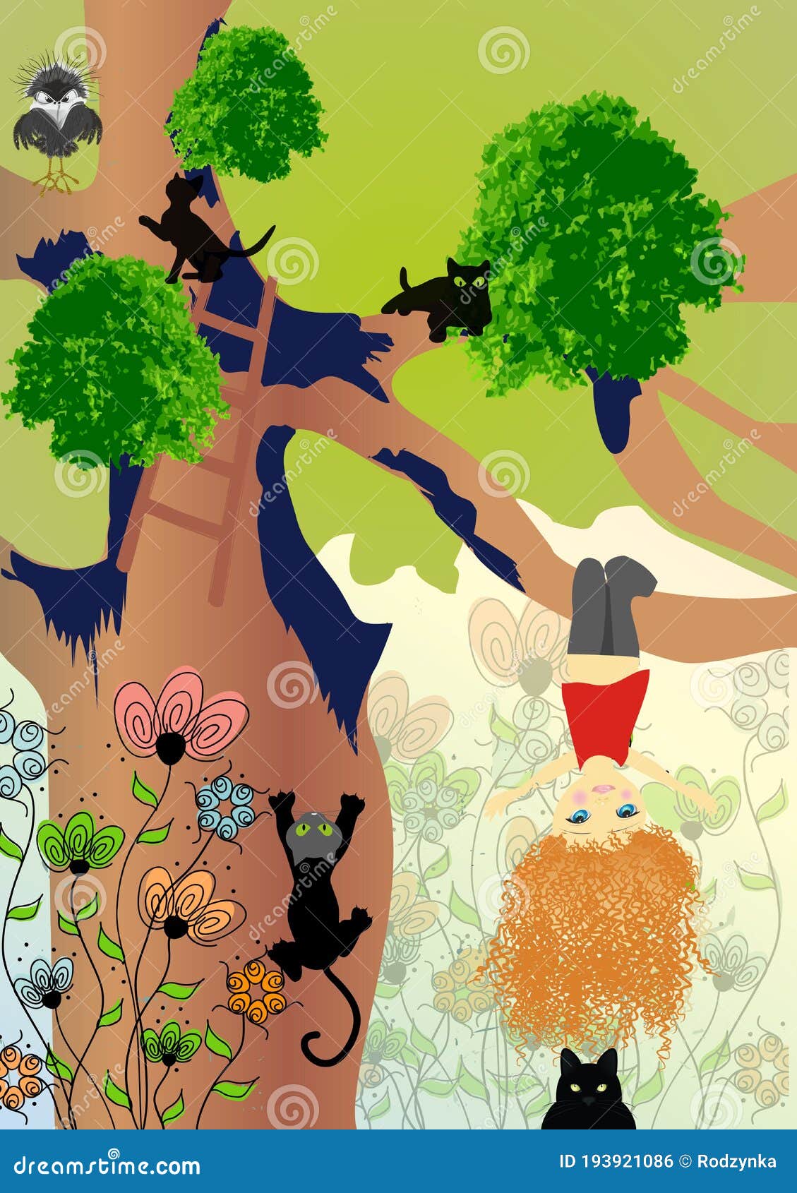 Two Cats Hanging On The Fence Cartoon Vector | CartoonDealer.com #72350351