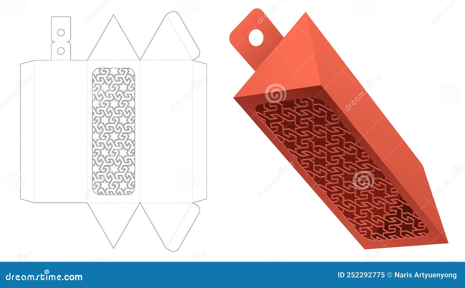 Hanging Triangular Packaging with Stenciled Pattern Die Cut Template ...