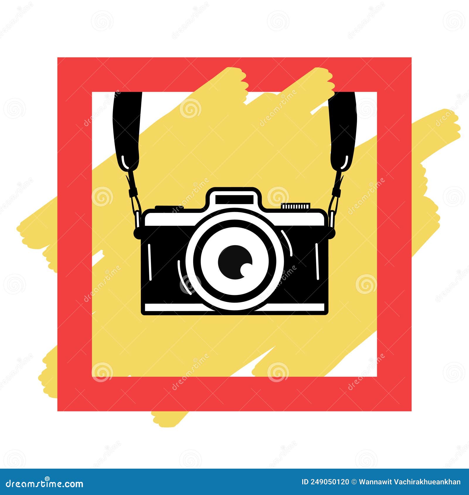 Hanging Vintage Camera with Red Frame Stock Vector - Illustration of ...