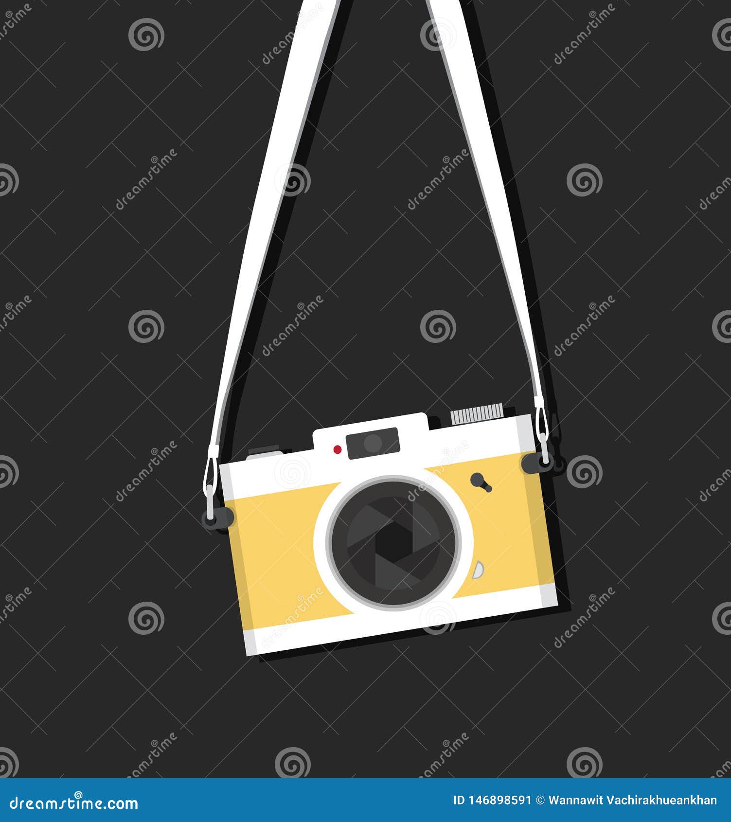 Hanging Vintage Camera with Strap Vector Stock Vector - Illustration of ...