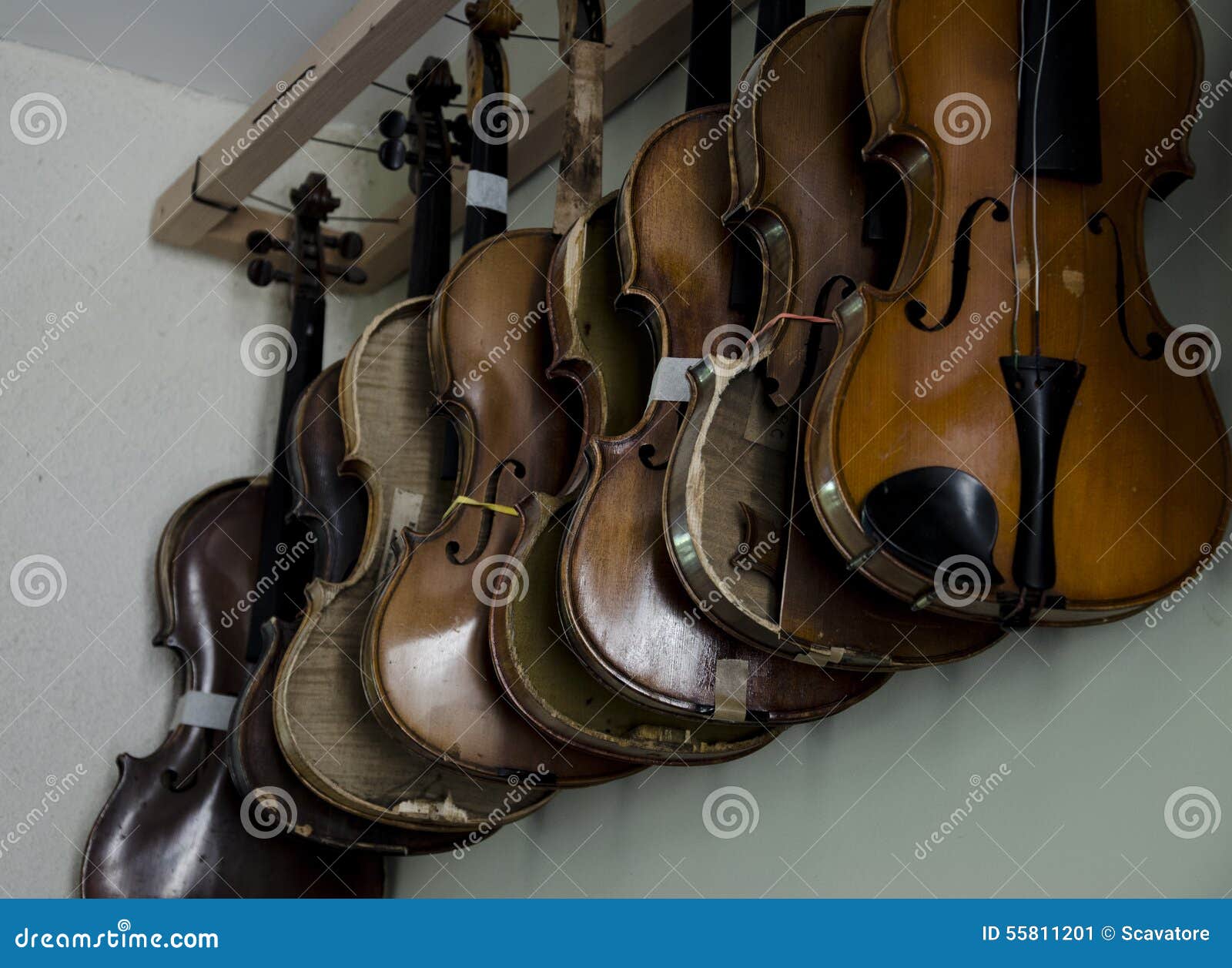Hanging violins stock image. Image of production, instrument - 55811201