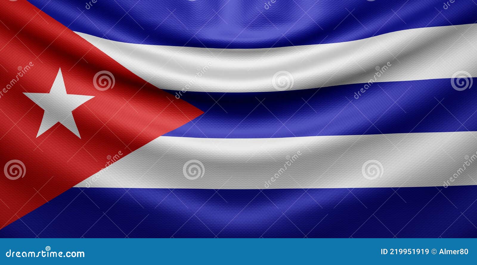 Hanging Wavy National Flag of Cuba with Texture. 3d Render Stock ...