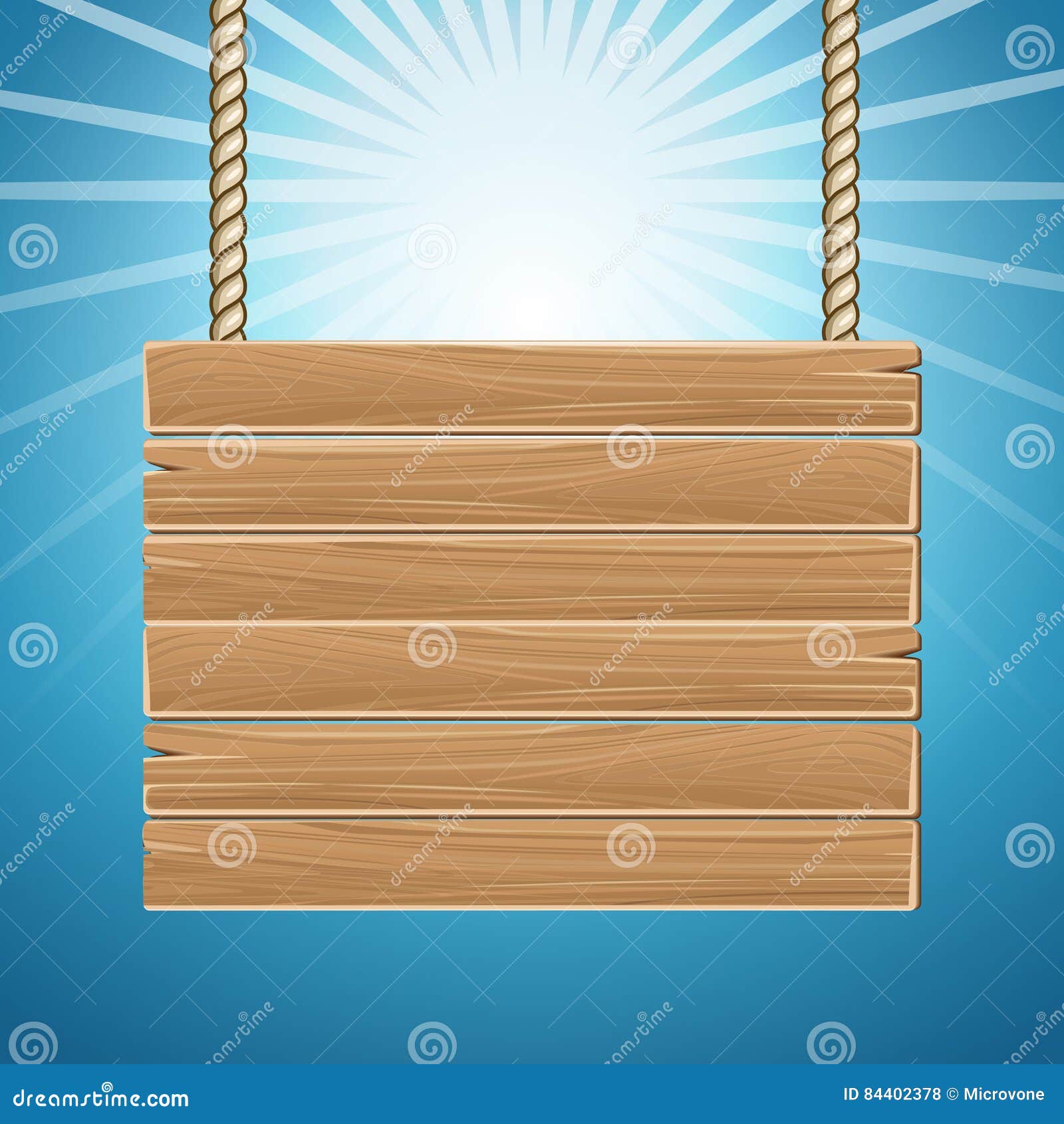 Hanging Wooden Blank Sign Board Blue Sky Stock Vector - Illustration of ...