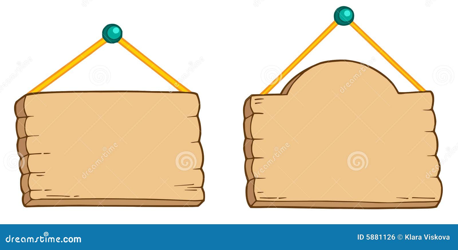 Wooden Signs Hanging On Rope Chains Isolated Set Cartoon Vector ...