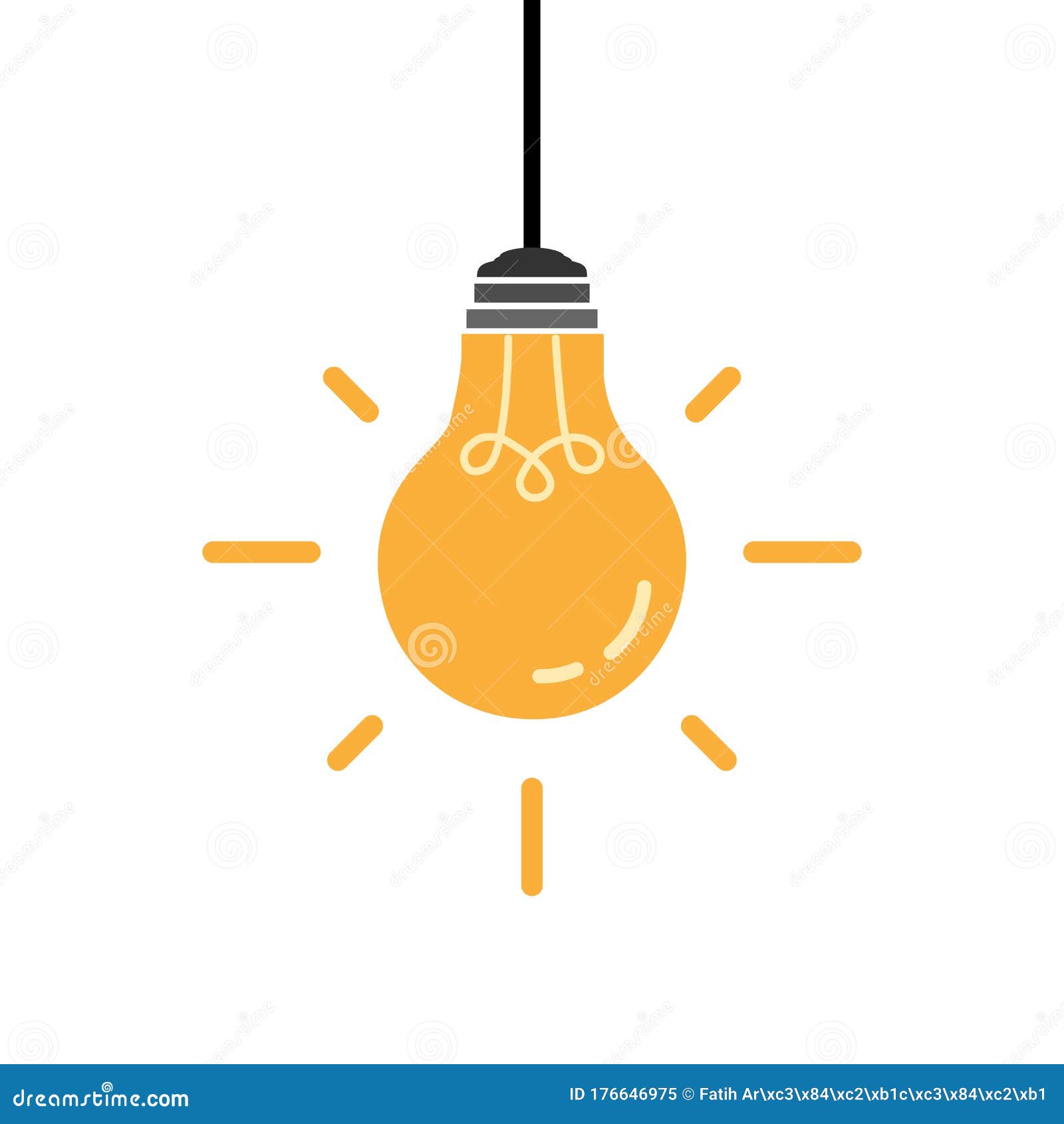 Hanging Yellow Color Bulb Symbol. Isolated Vector Illustration Stock ...