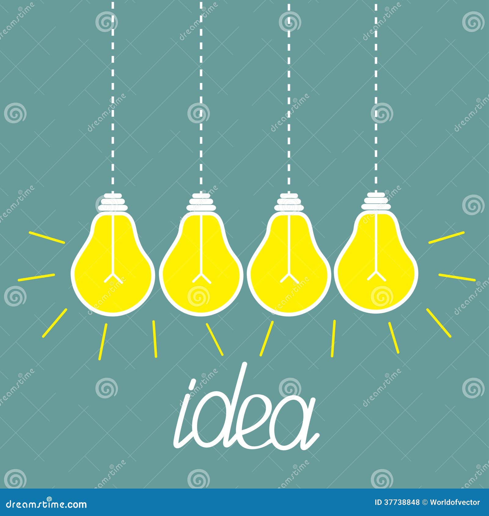 Hanging Yellow Light Bulbs. Idea Concept Stock Vector - Illustration of ...