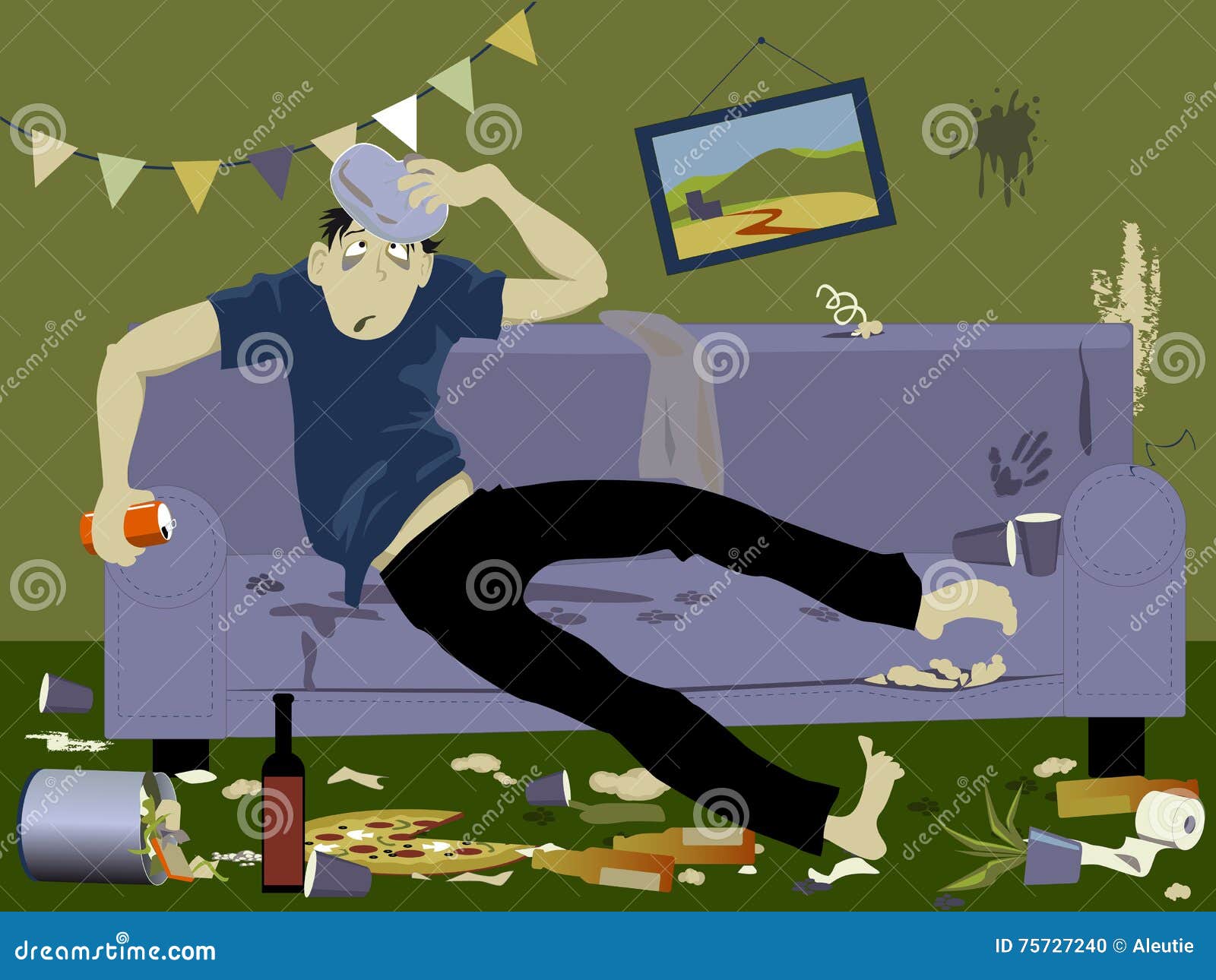 Hangover illustrazione vettoriale. Illustrazione di bagordo - 75727240