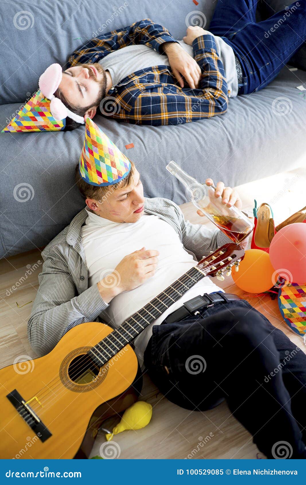 Hangover after a party stock image. Image of interior - 100529085