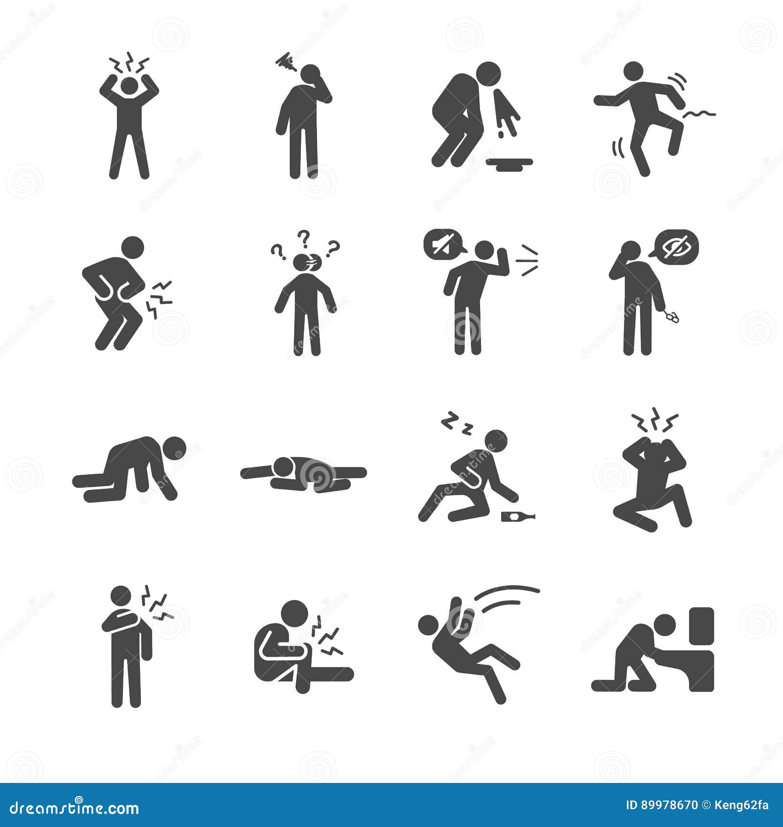 Hangover and Sick Icons Set Stock Vector - Illustration of headache ...