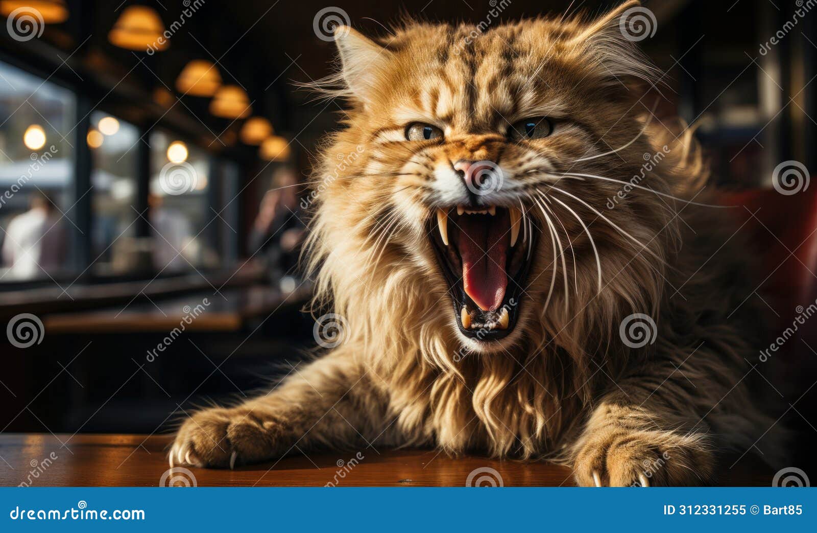 Hangry Cat Angry and Hungry at the Restaurant Table Stock Illustration ...
