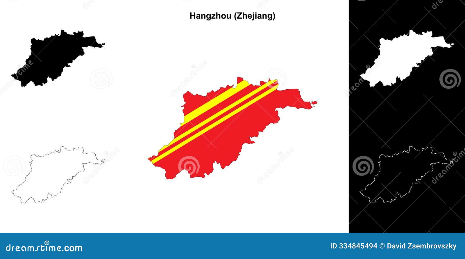 Hangzhou Outline Map Vector Illustration | CartoonDealer.com #334845494