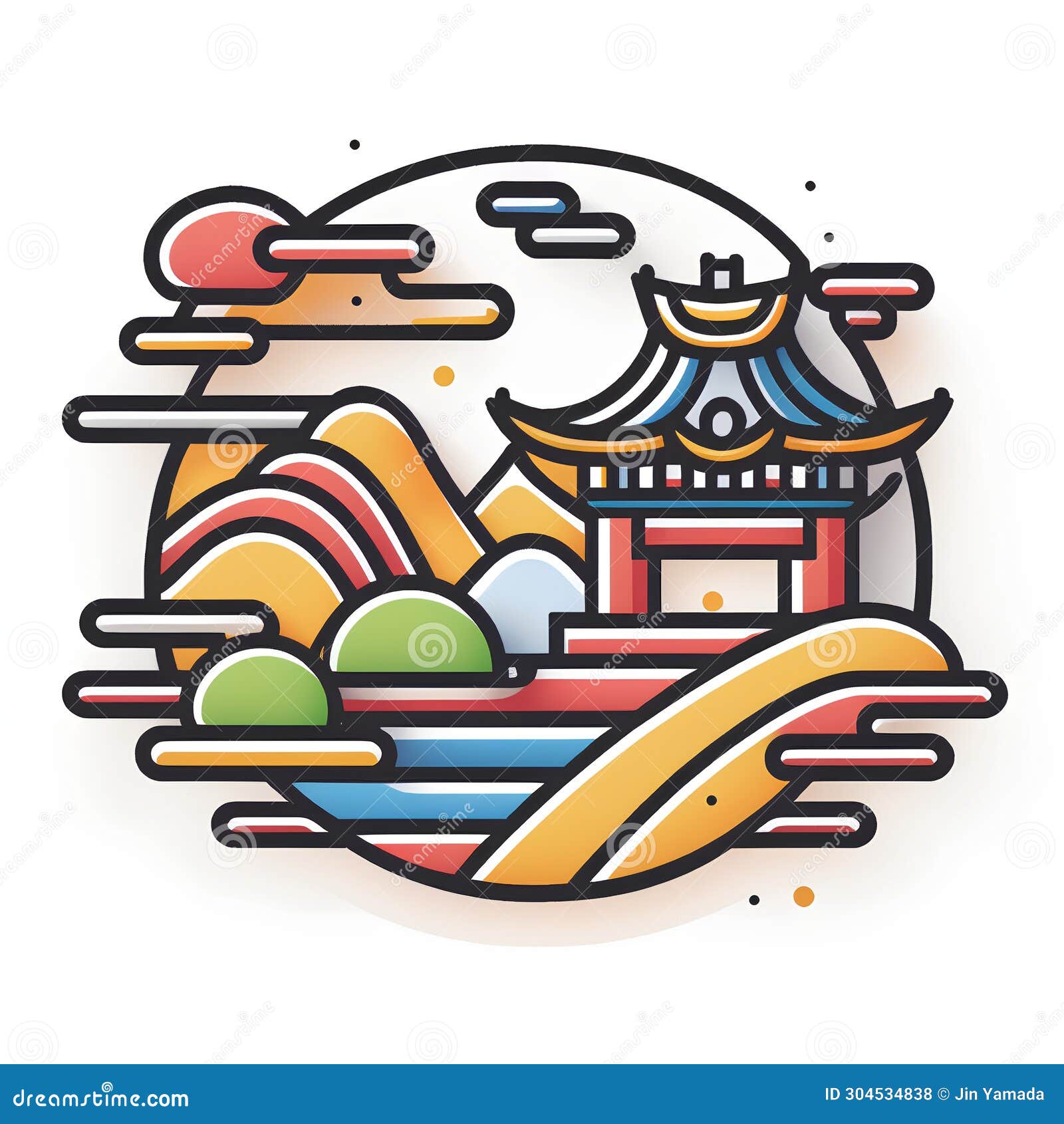 Hangzhou, China Icon in Thin Line Style. Vector Illustration Stock ...