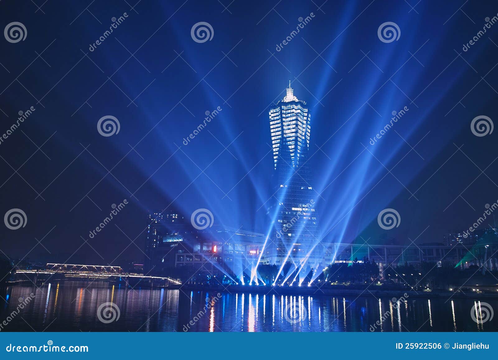 Hangzhou at night stock photo. Image of reflection, city - 25922506