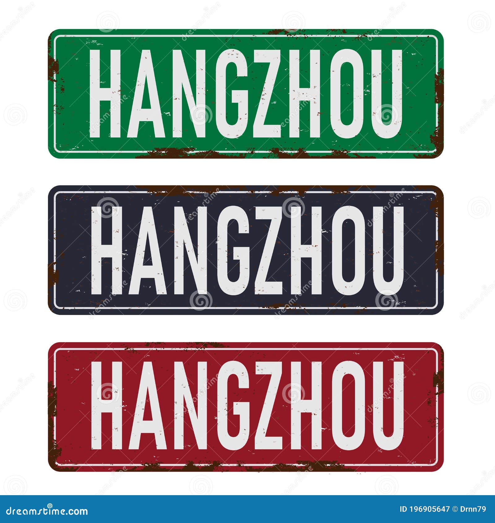 Hangzhou Road Sign Isolated On White Background. Cartoon Vector ...