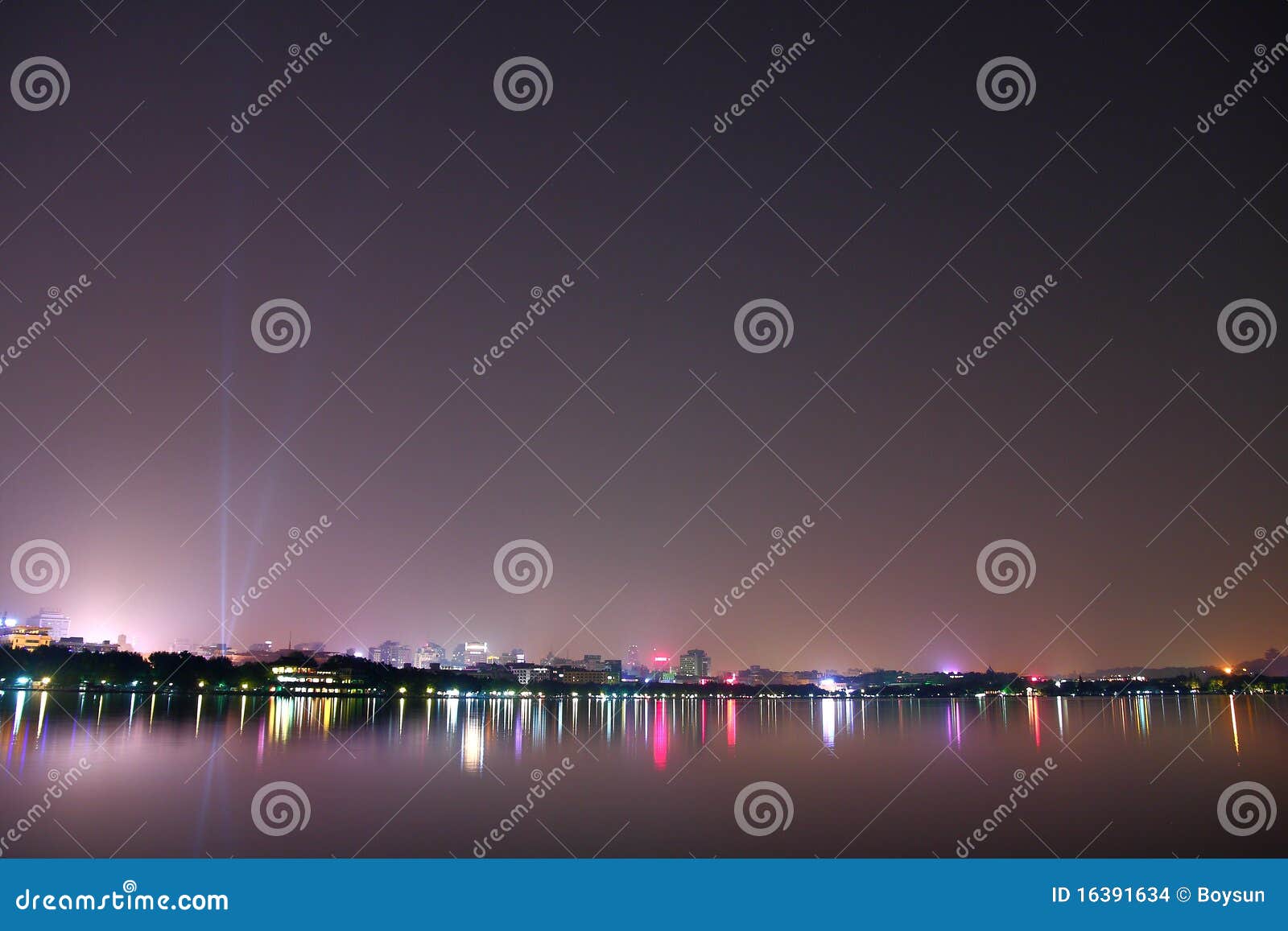 Hangzhou skyline at Night stock photo. Image of sunset - 16391634