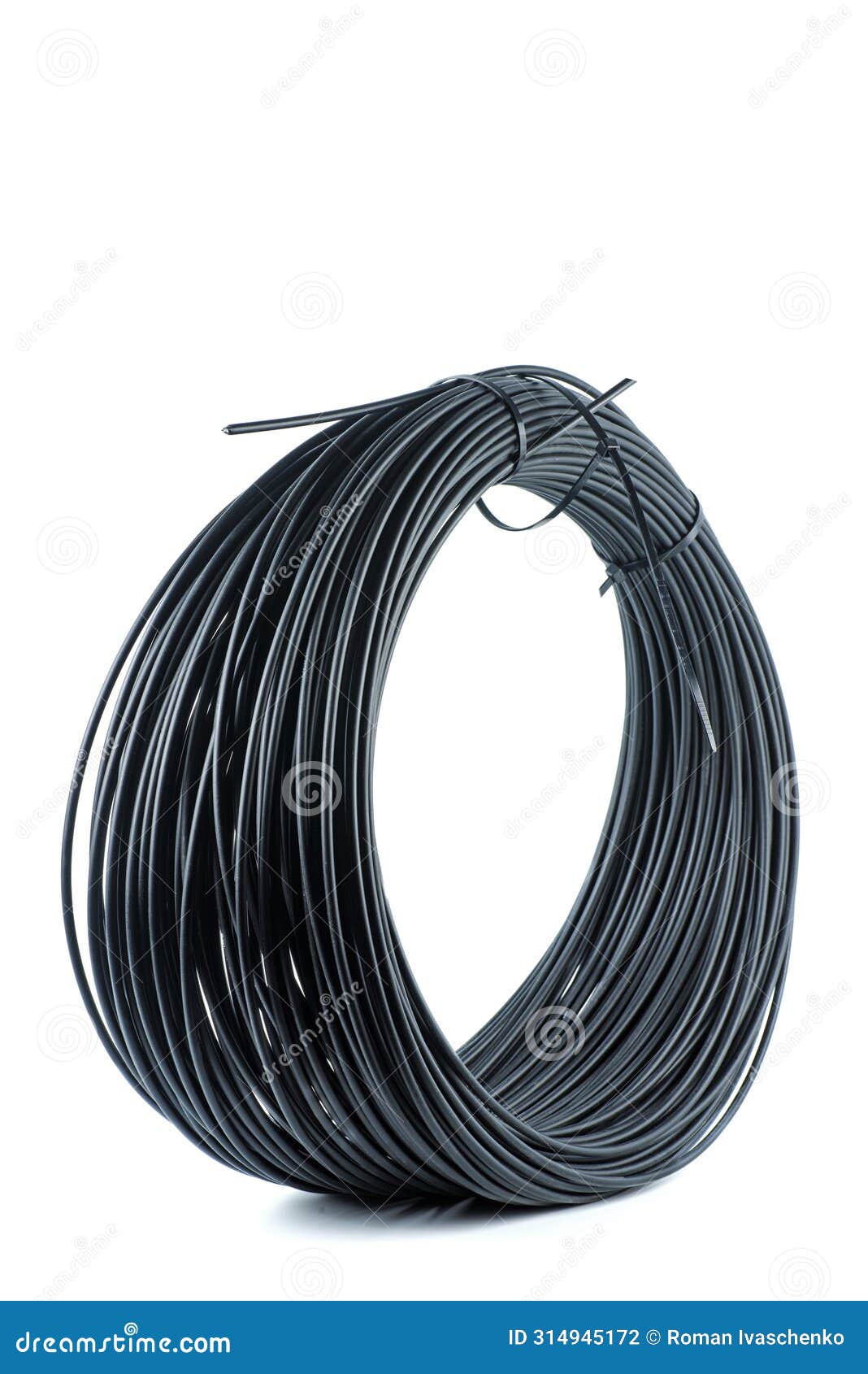 Hank of Black Cable Isolated on White Stock Photo - Image of electrical ...