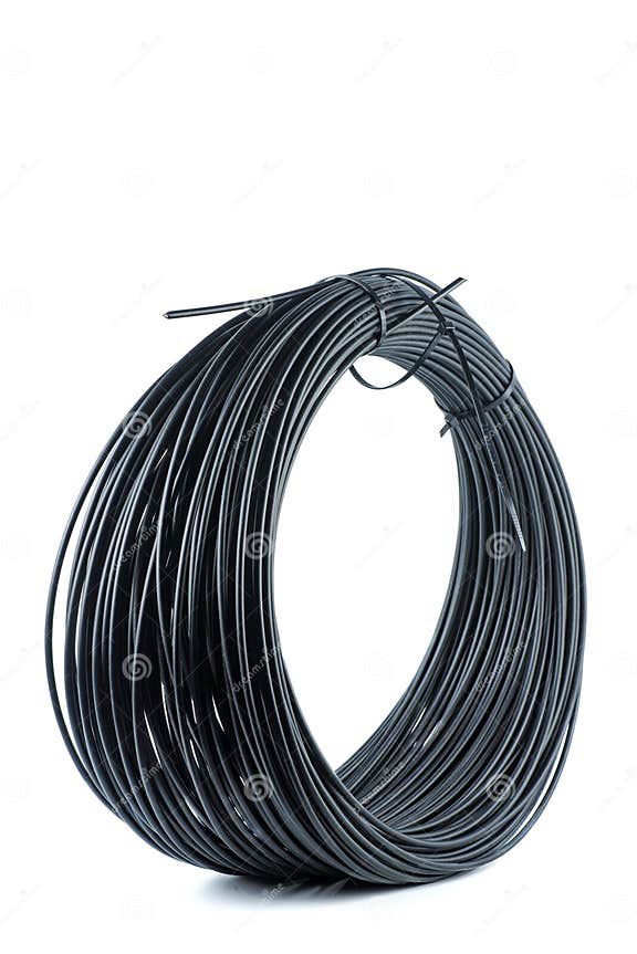 Hank of Black Cable Isolated on White Stock Photo - Image of electrical ...