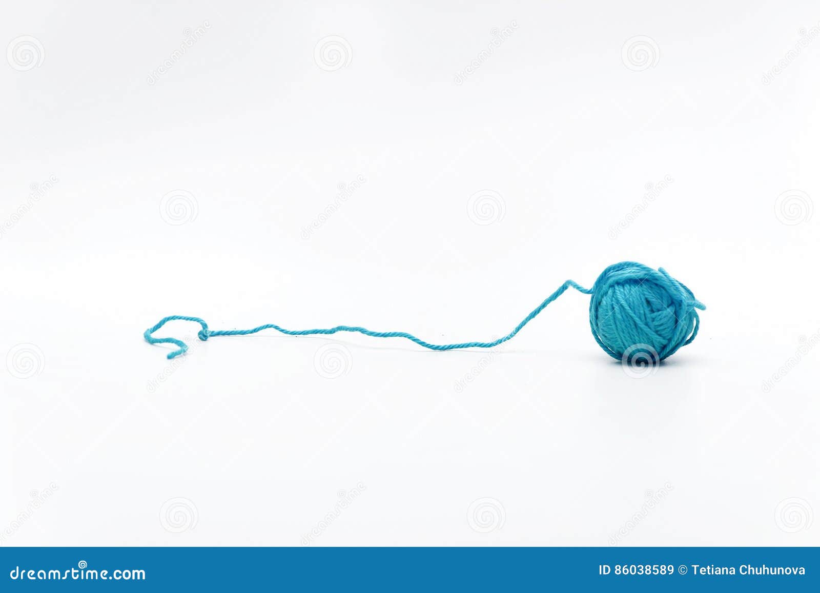 Hank Blue Wool Threads Isolated on White Background Stock Image - Image ...