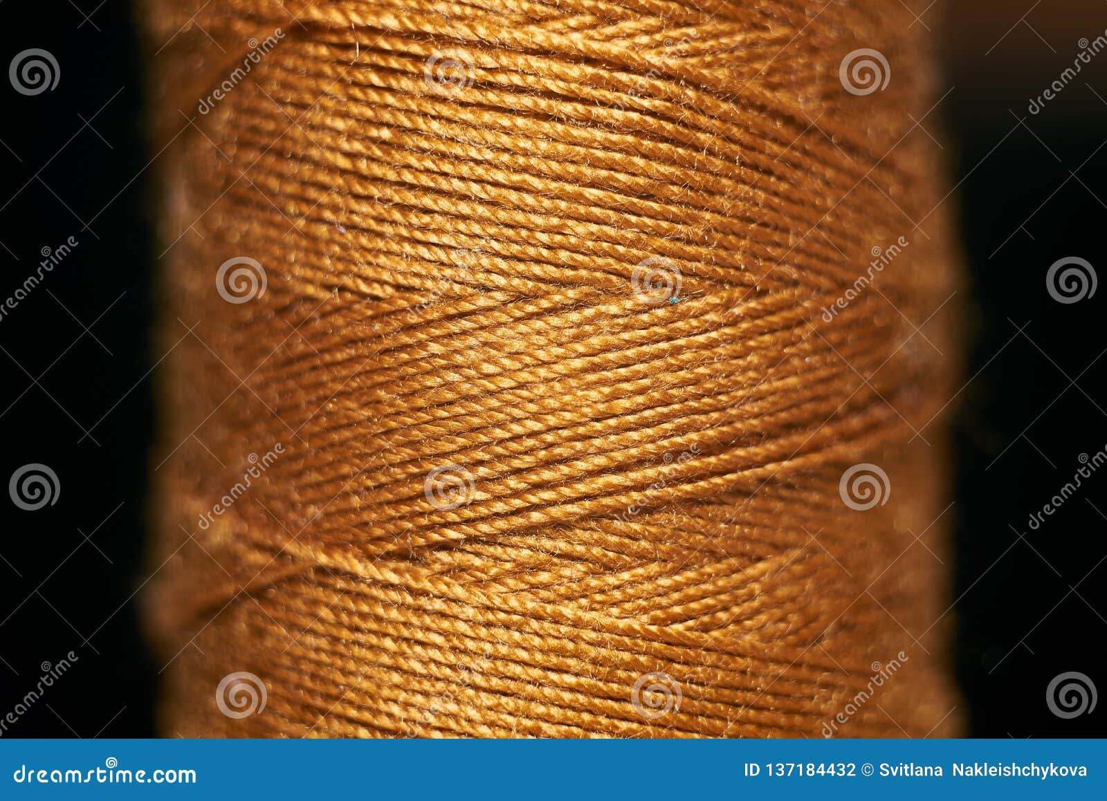 A Hank Thread in the Enlarged Form on a Black Background. Macro ...