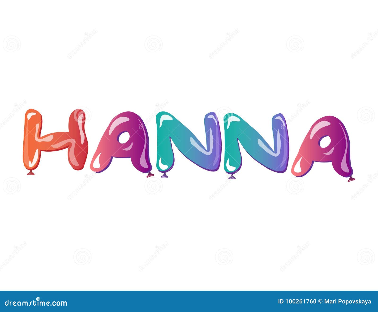Hanna Female Name Text Balloons Stock Vector - Illustration of girl ...