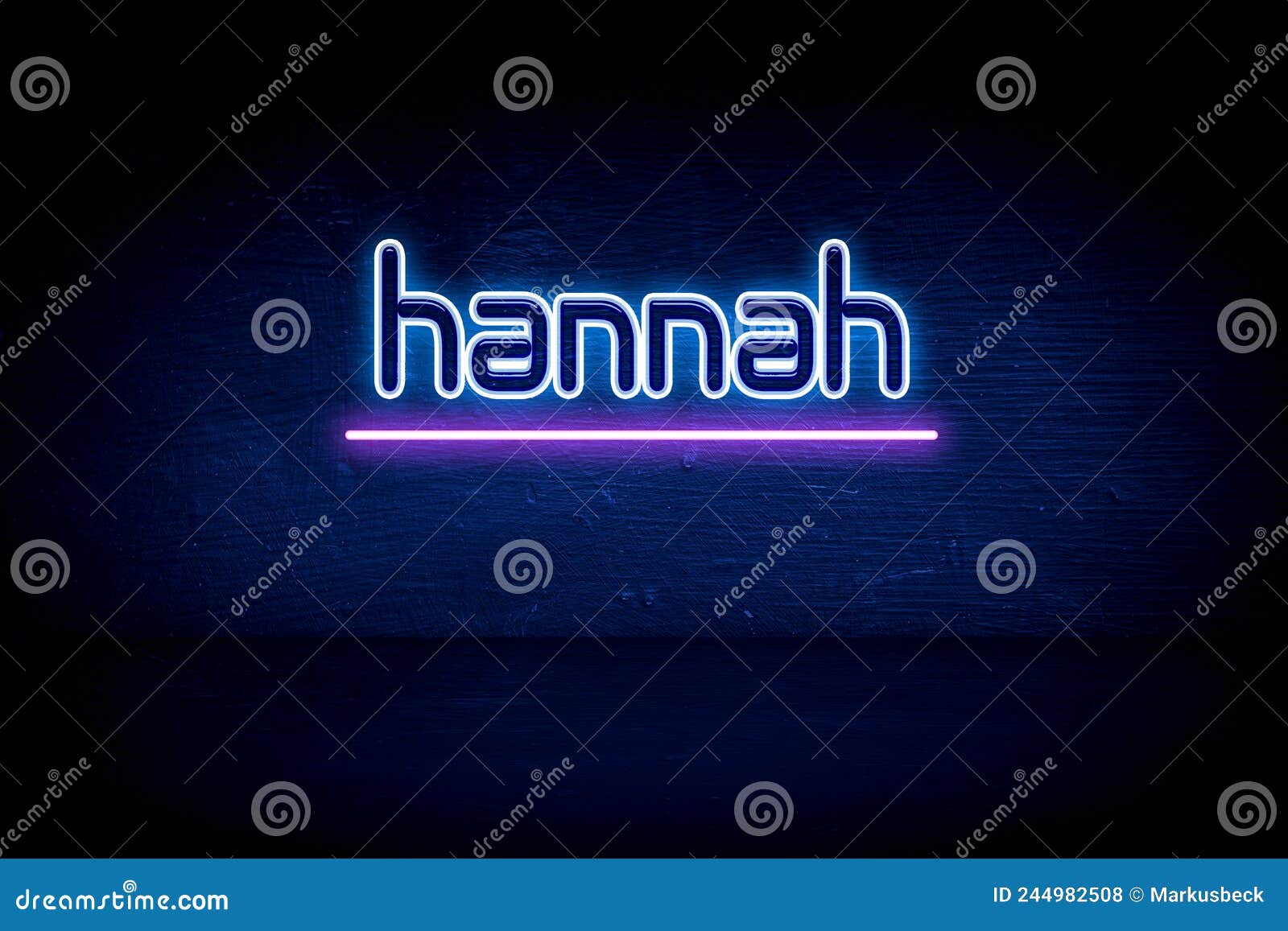 Hannah - Blue Neon Announcement Signboard Stock Photo - Image of style ...