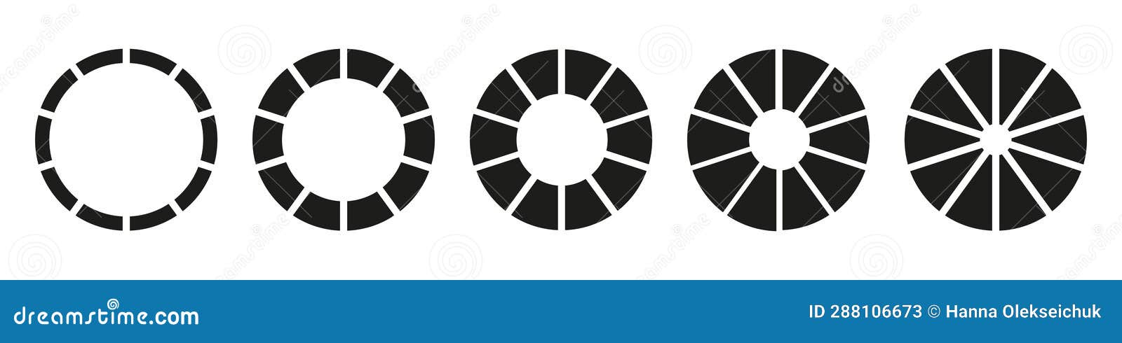 Wheels Round Divided in Ten Sections. Diagrams Infographic Set. Pie ...