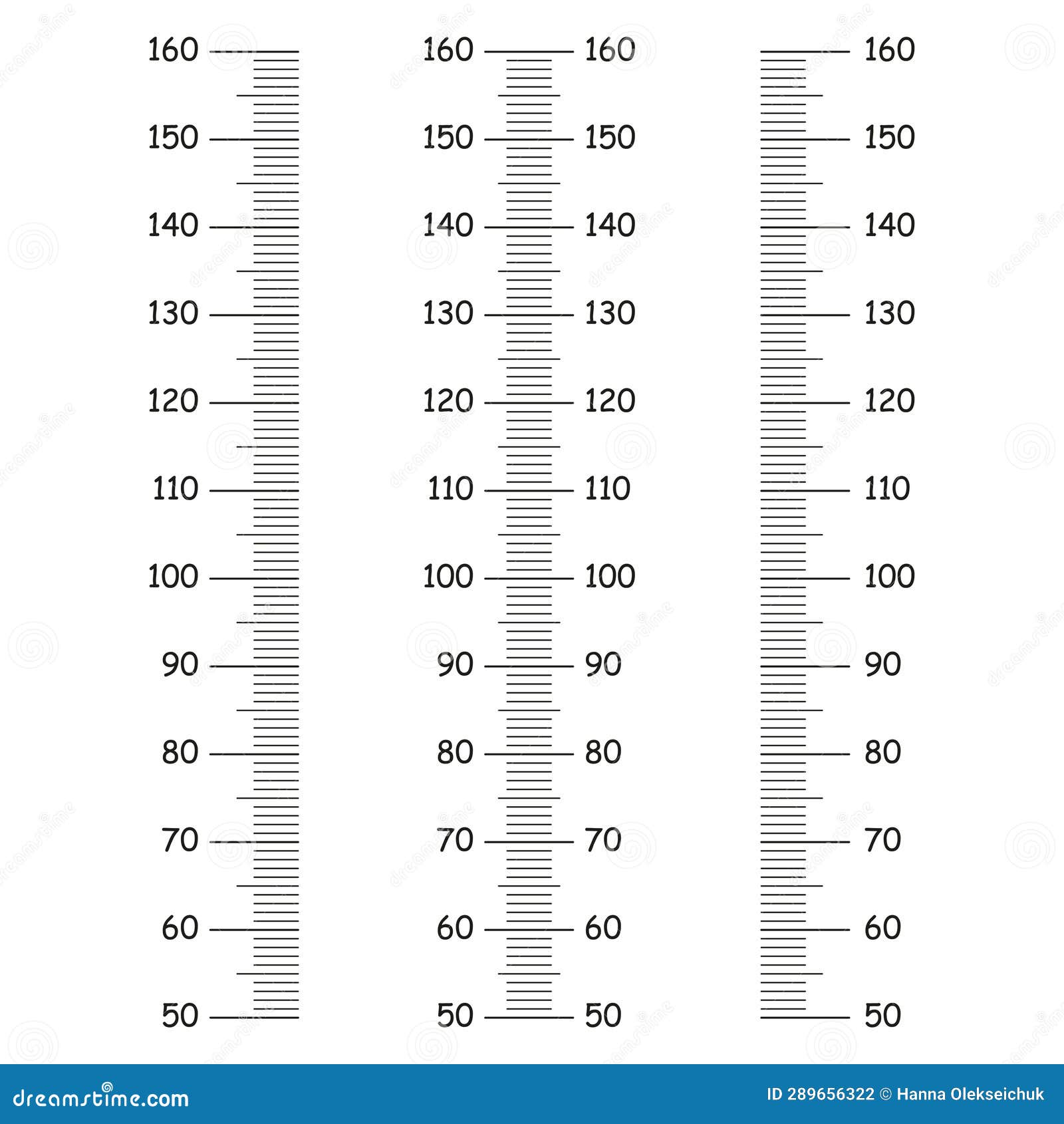 Kids Height Charts From 50 To 160 Centimeters. Template For Wall Growth ...