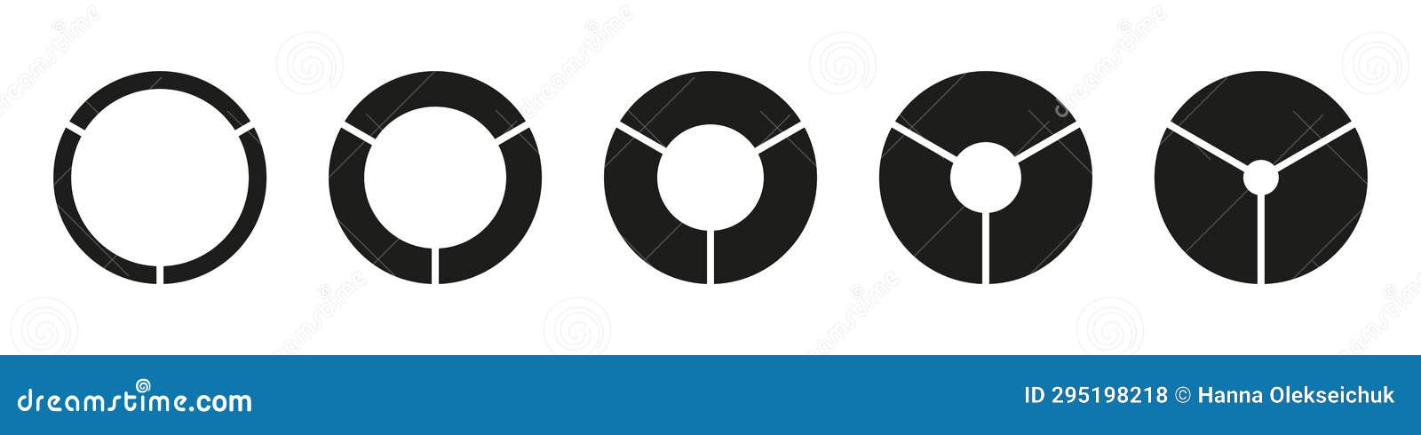 Wheels Round Divided In Twelve Sections. Outline Donut Charts Or Pies ...